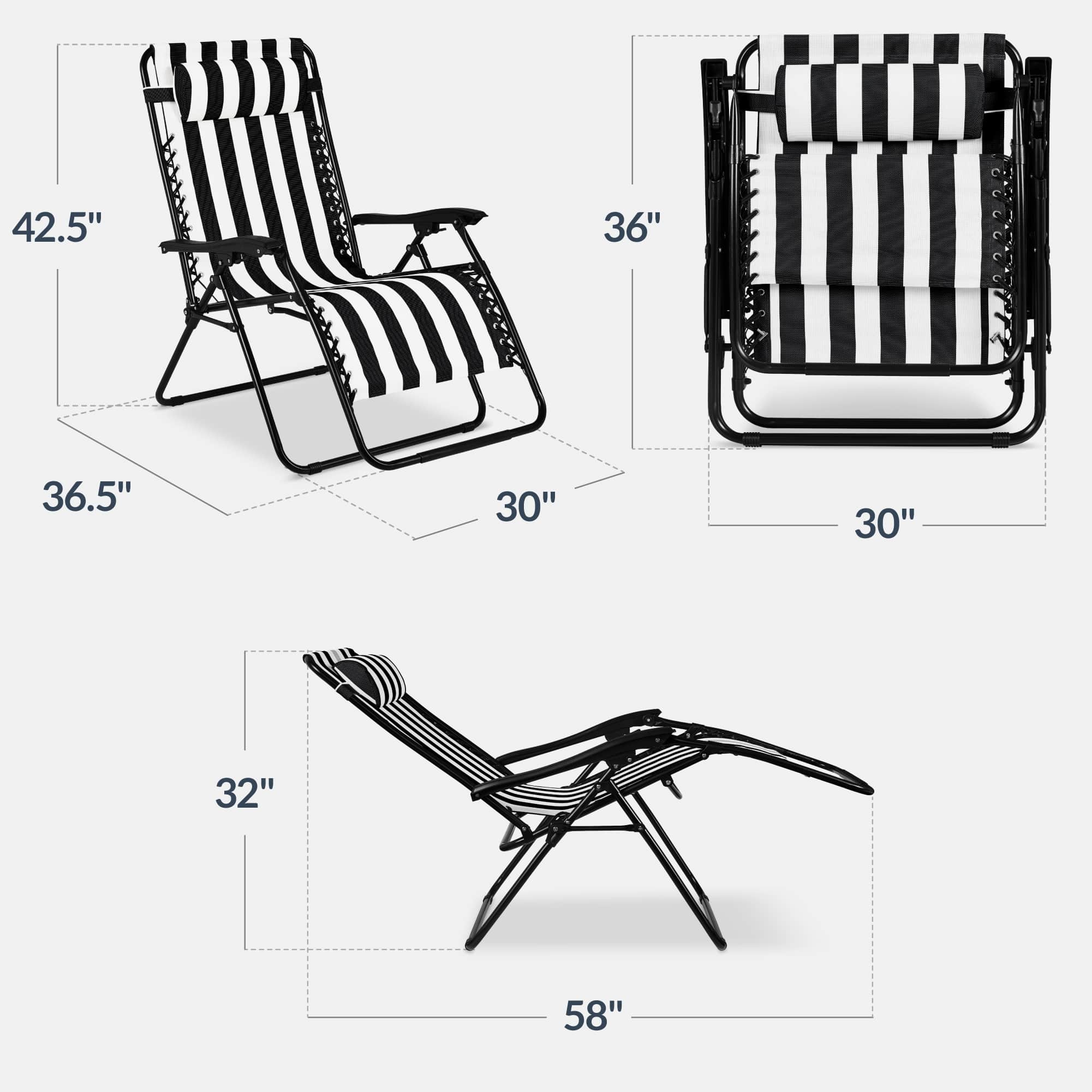 Best Choice Products Set of 2 Extra Wide Zero Gravity Lounge Chair ...
