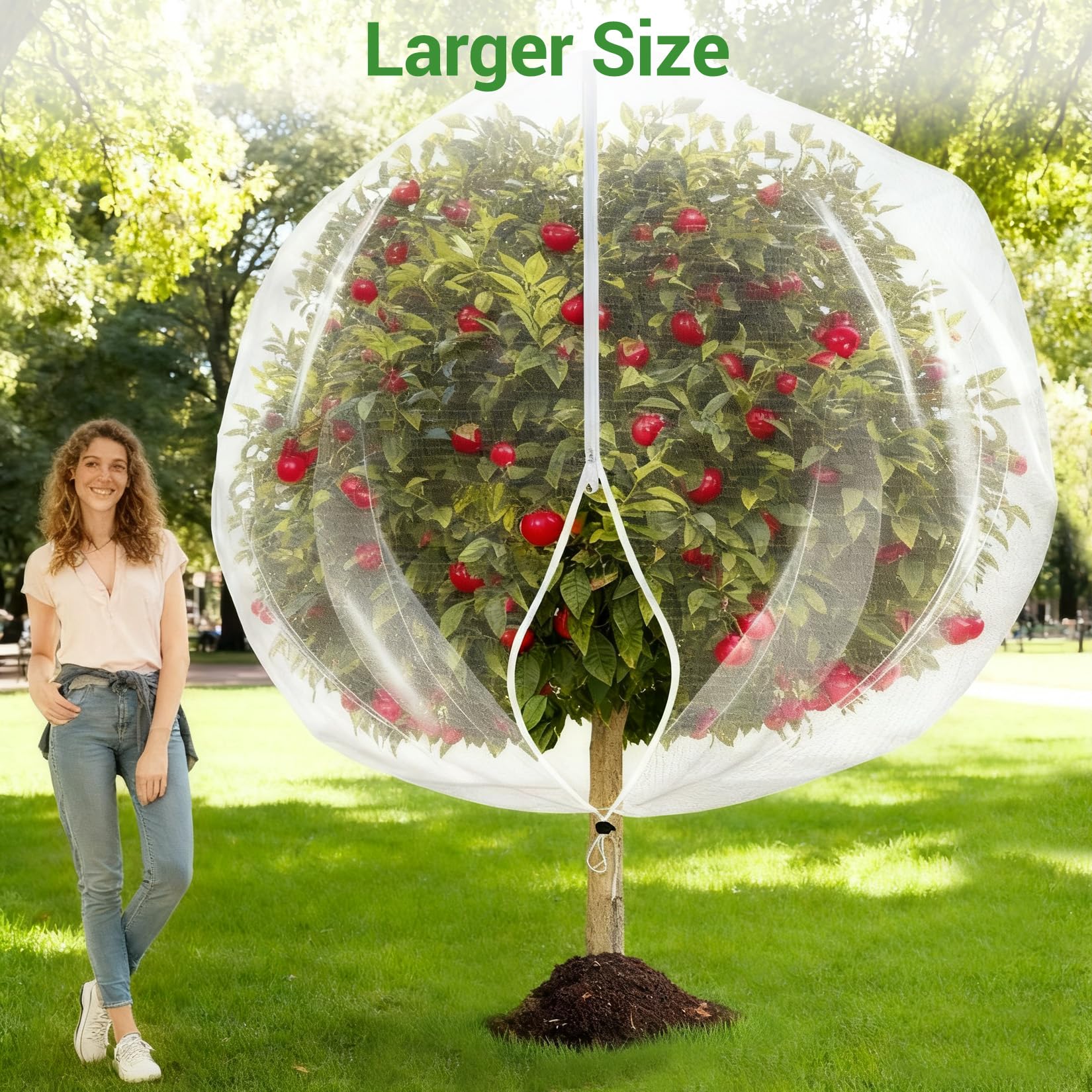 Garvee Set of 2 Fruit Tree Netting with Zipper and Drawstring 8x8 ft ...