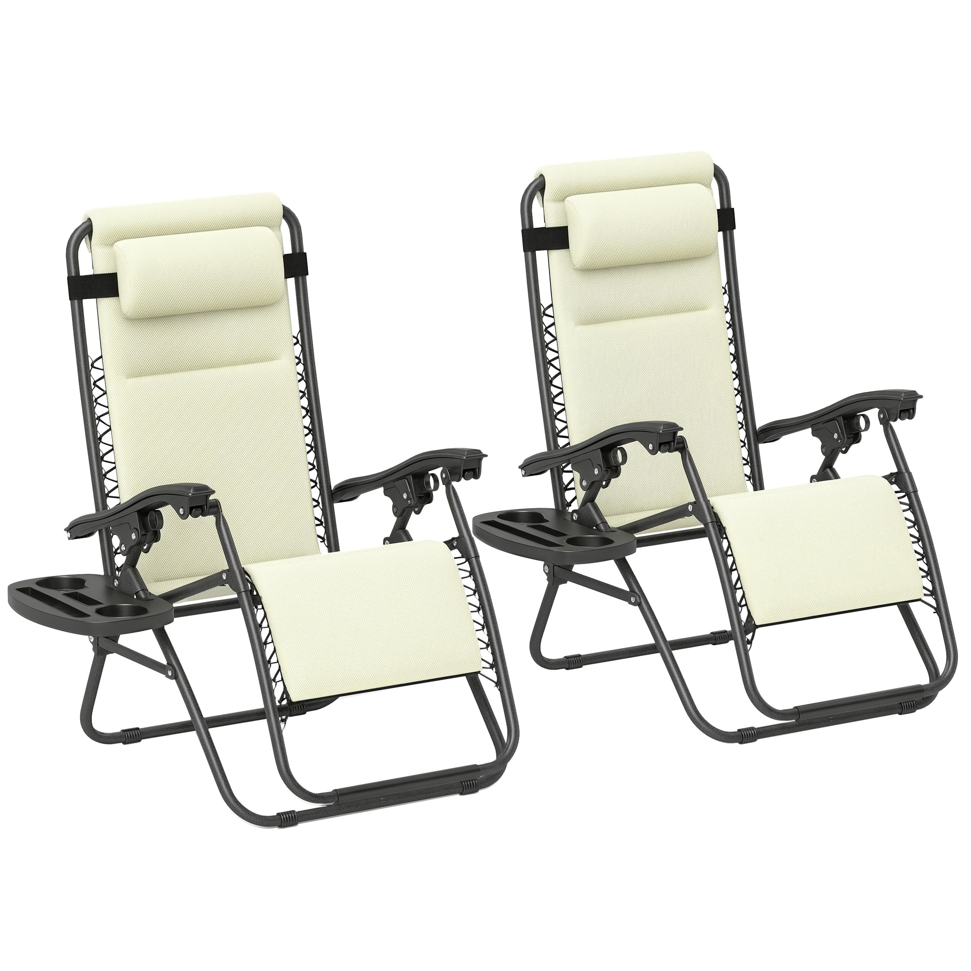 Tinyhomie Zero Gravity Lounge Chair Set 2 Pieces Reclining Folding ...