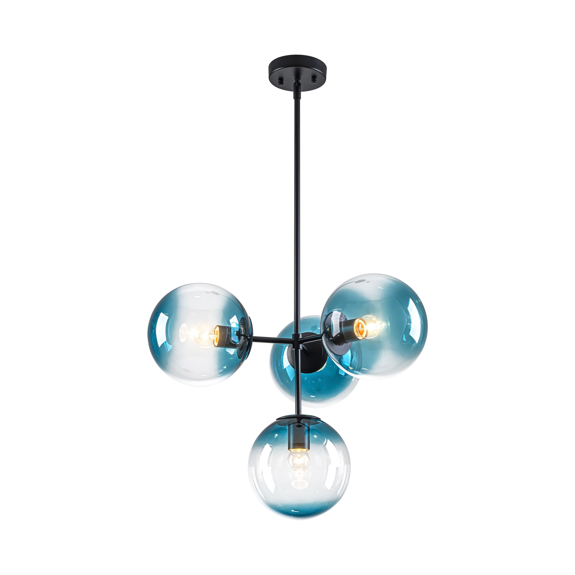 Rennnsan Theo 4 -Light Matte Black Modern/contemporary Tinted glass ...