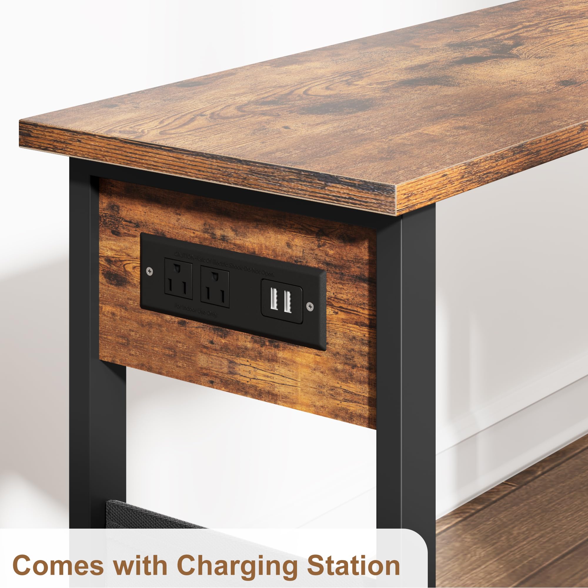 IdealHouse 360 Degree Rotating Sofa Side Table with Charging Station ...