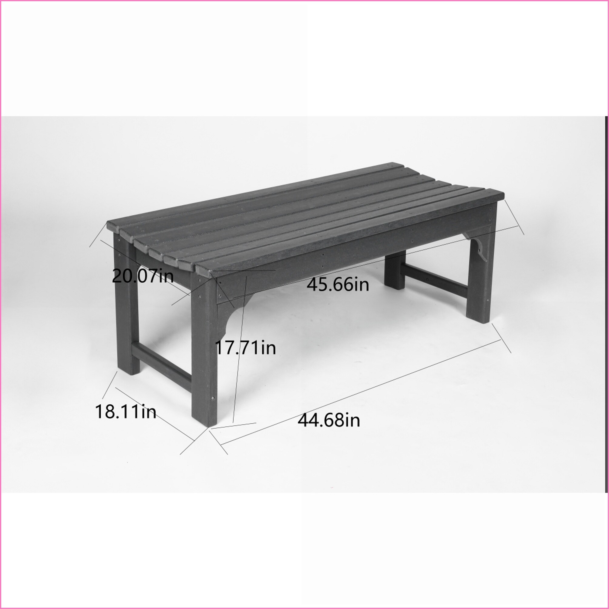 Watnature Outdoor Backless Adirondack Bench Snow White HDPE Poly Lumber ...