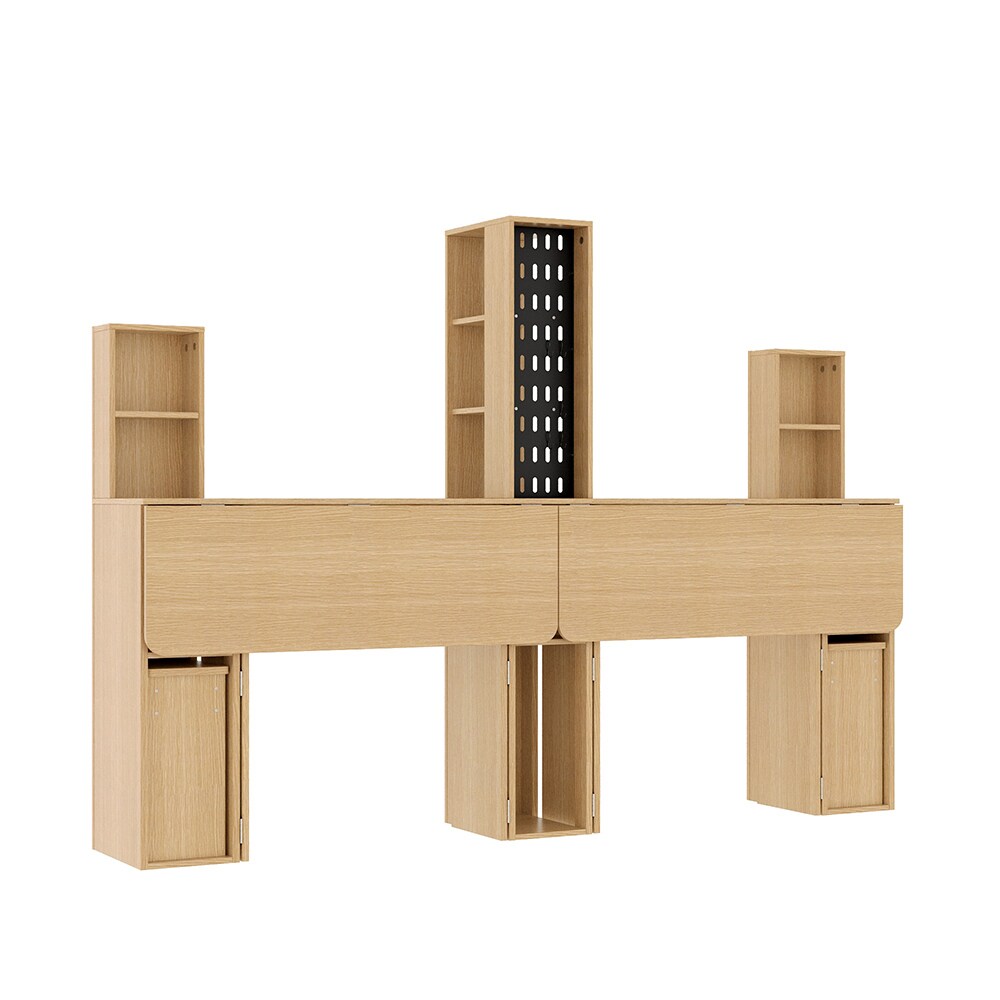 Homsee Multifunctional Folding Double Desk Cabinet with Hidden Chairs ...