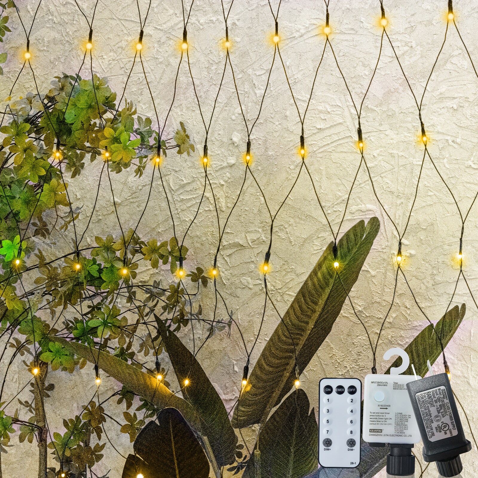 Upsimples 9.8ft x 6.5ft White Christmas Net Mesh Lights 360 LED UL ...