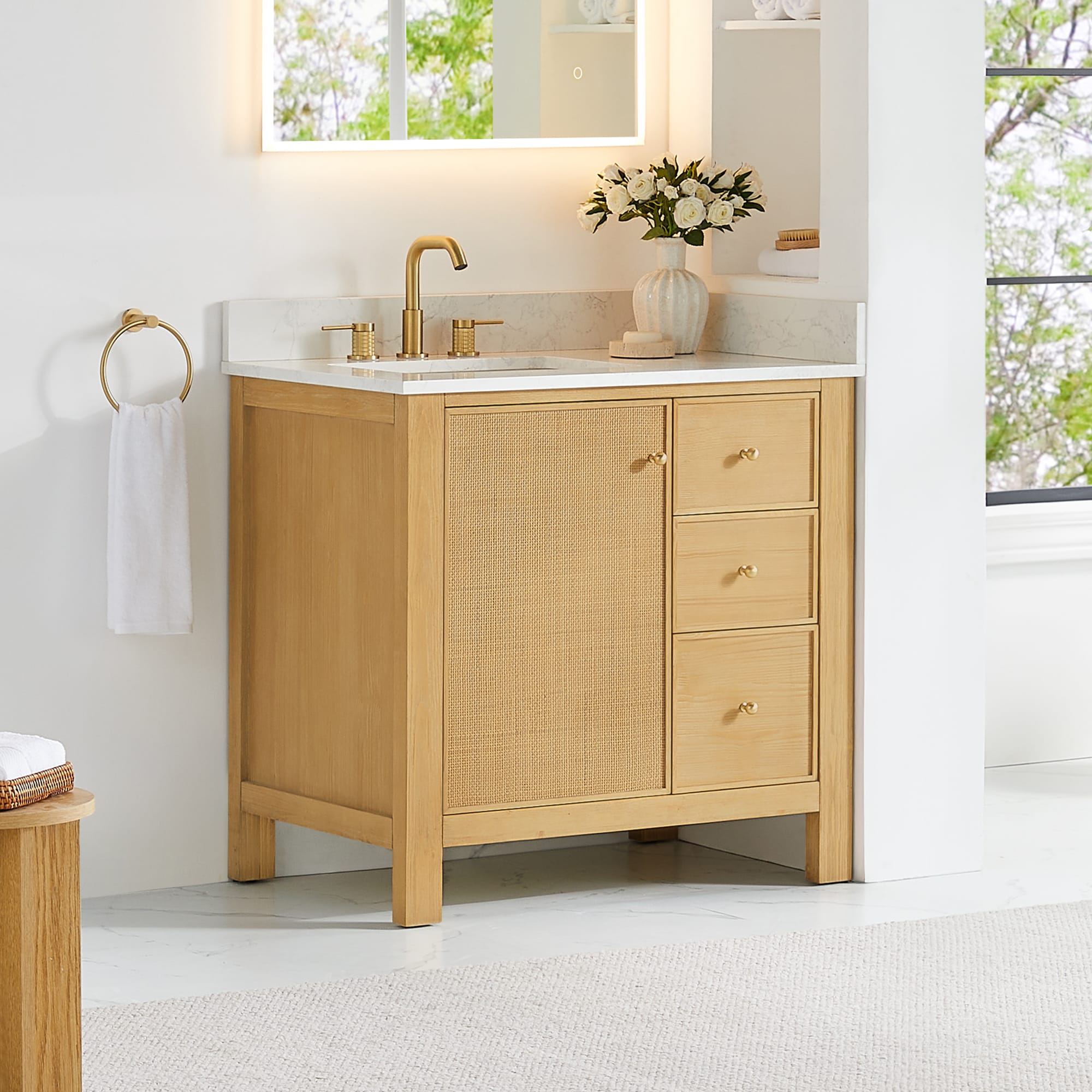 Altair Cedar 36-in Natural Wood Undermount Single Sink Bathroom Vanity ...