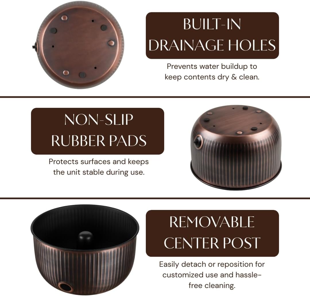 Monarch Abode Ridge Embossed Garden Hose Holder Pot with Lid Steel 100 ...