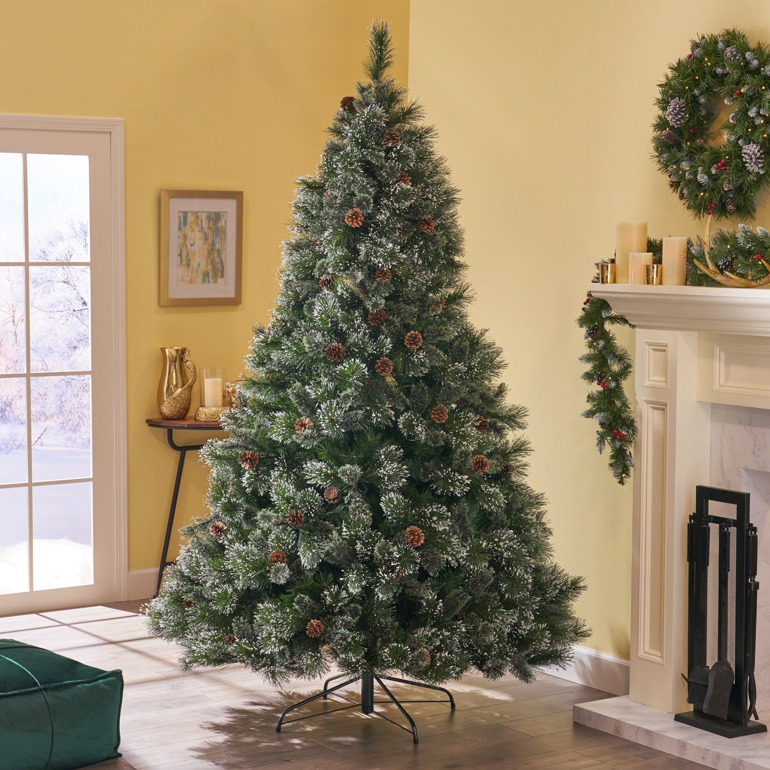 AAZJ 7-ft Snowy Willard Pencil Artificial Christmas Tree NBC-CM64199UL ...