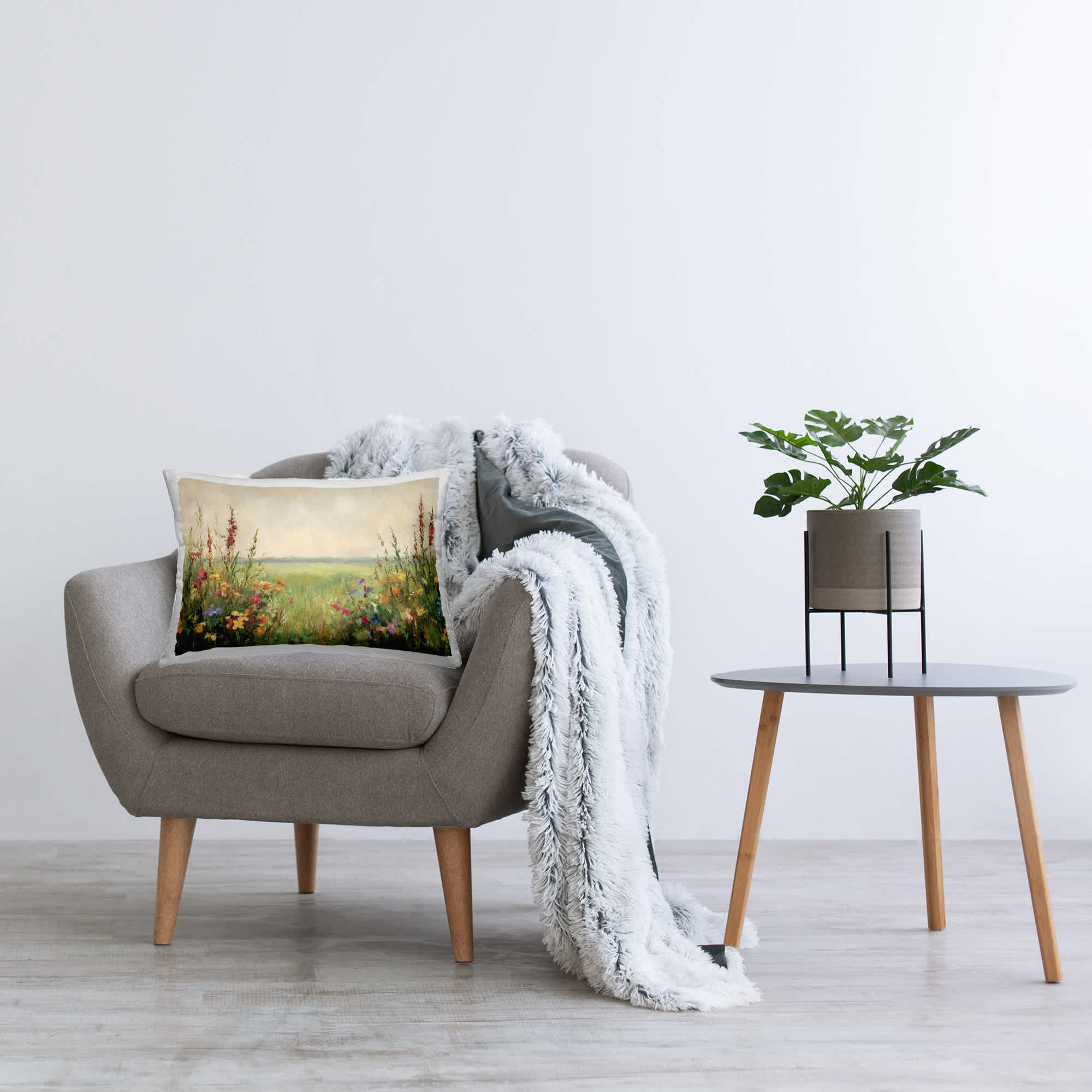 Stupell Industries Warm Painted Meadow Decorative Printed Throw Pillow ...