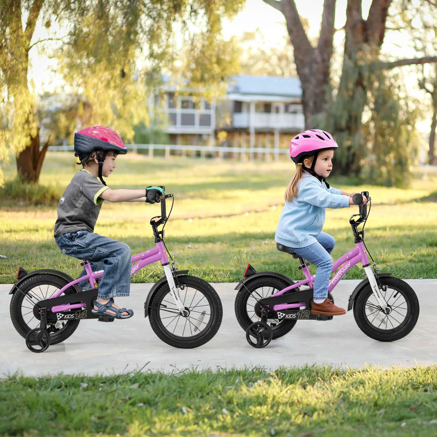 Costway 12 inches Kids Bike for 3-4 Years Old Boys and Girls with ...