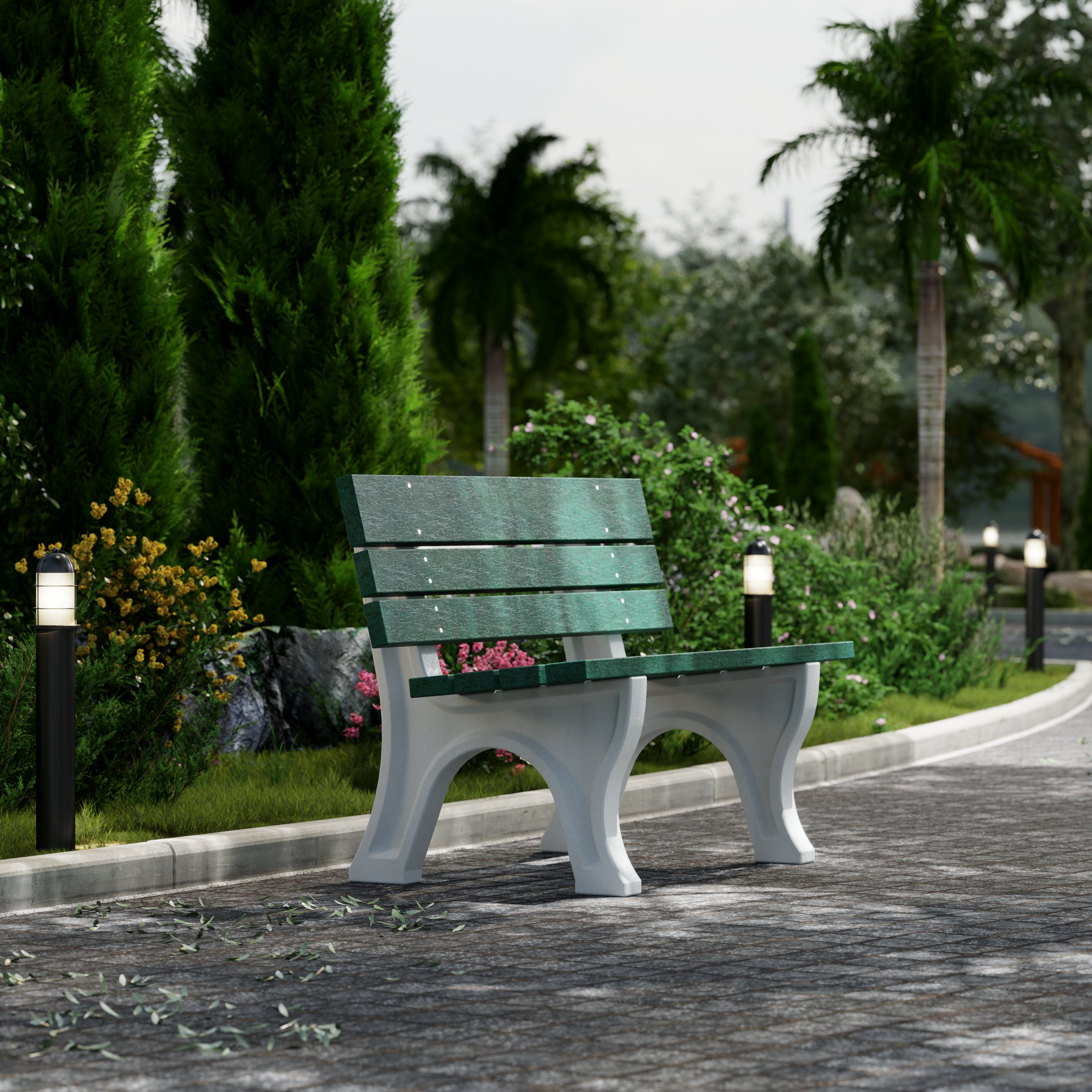 Wildridge 48-in L Heritage Recycled plastic Park Bench in the Park ...