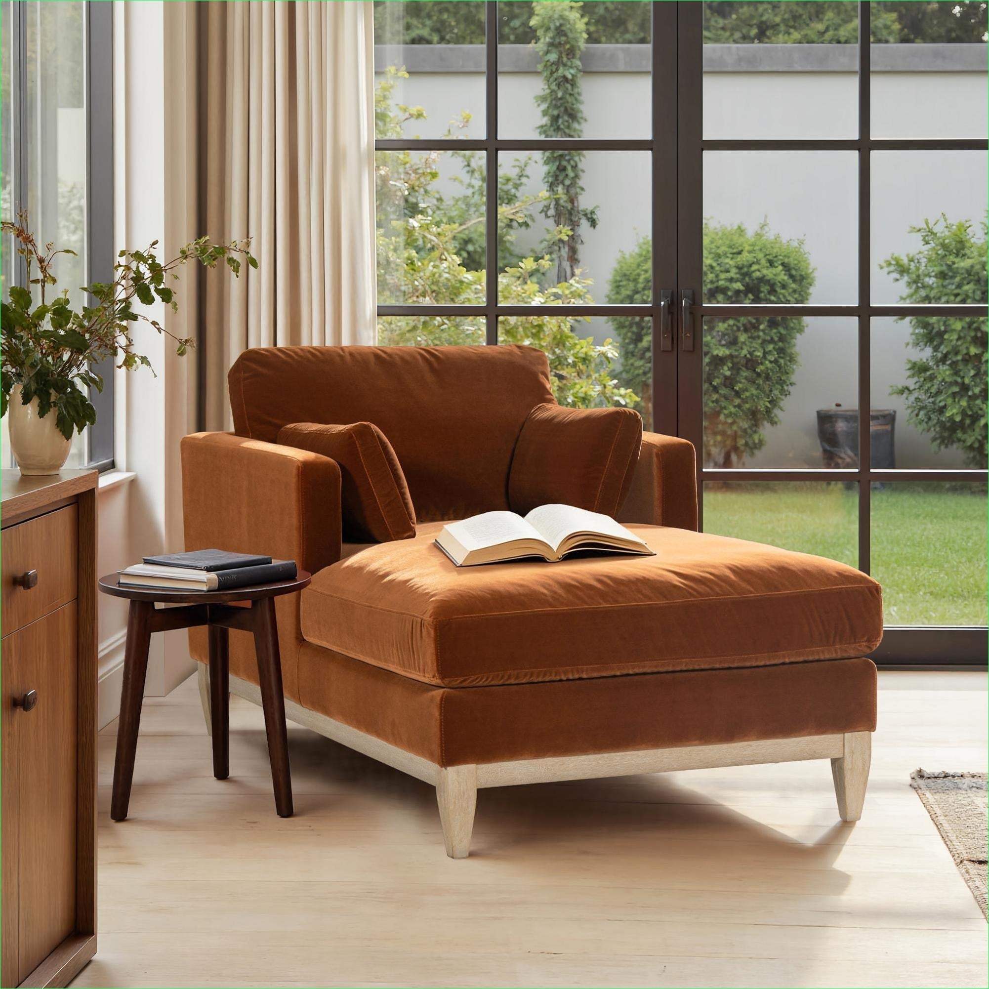 Watnature Performance Velvet Modern Farmhouse 2-Seater 65 Inch Chaise ...