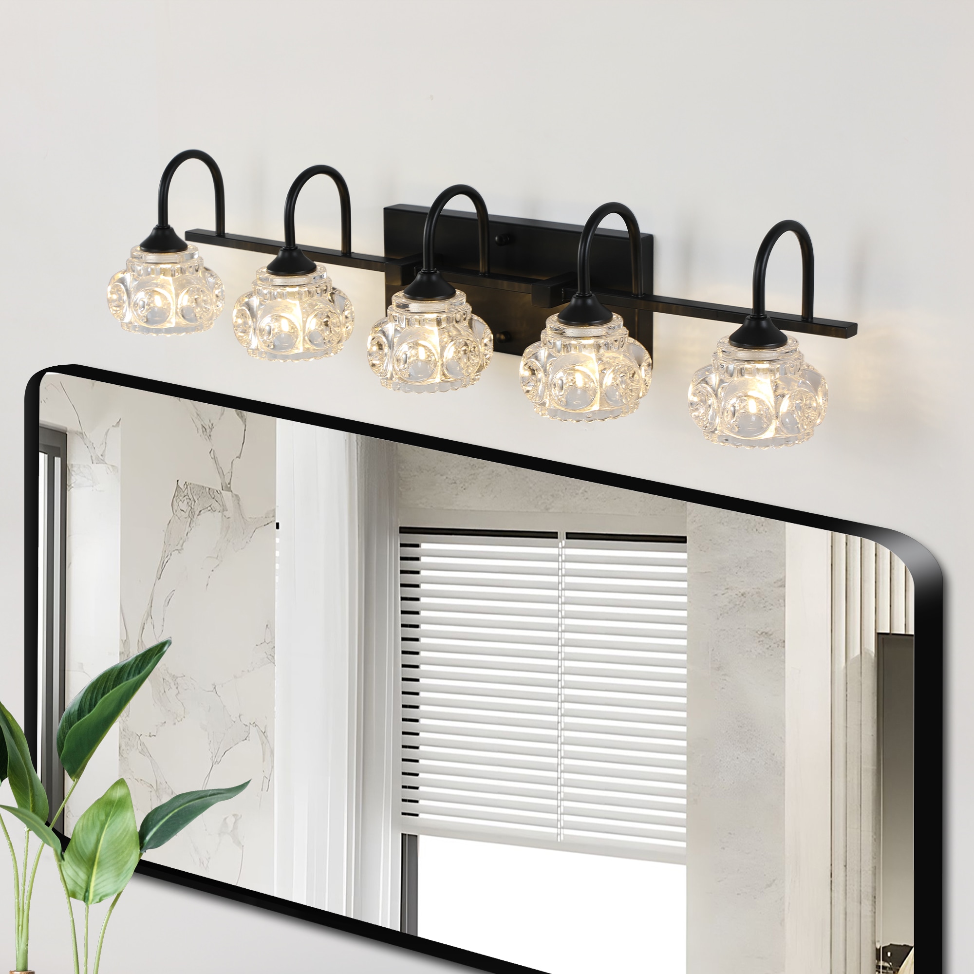 Tatayosi 29 inches Retro 5-Light Bathroom Vanity Light Fixture - Black ...