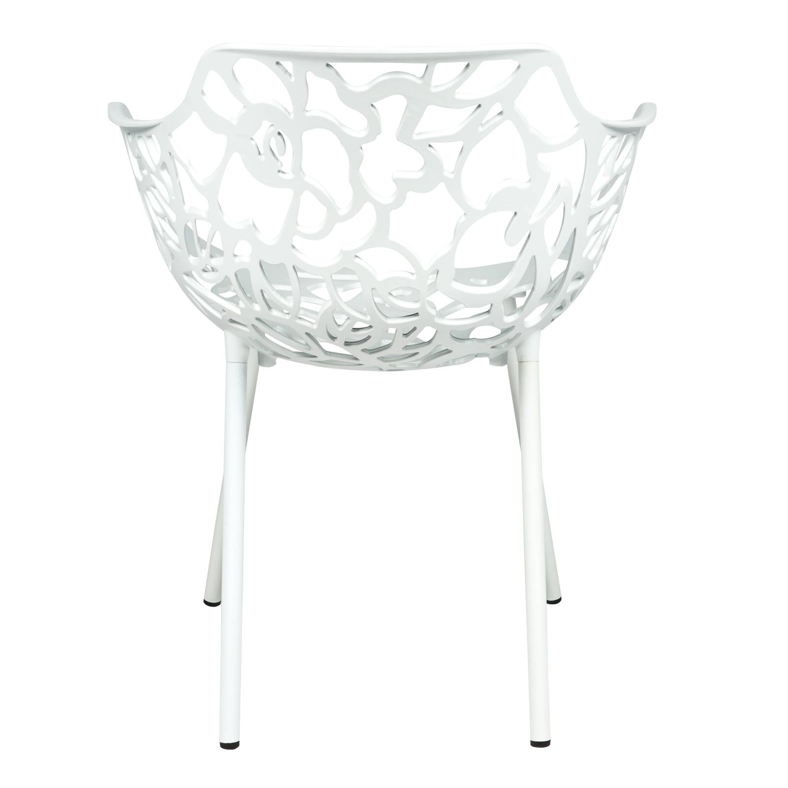 Leisuremod Devon White Aluminum Frame Stationary Dining Chair with ...