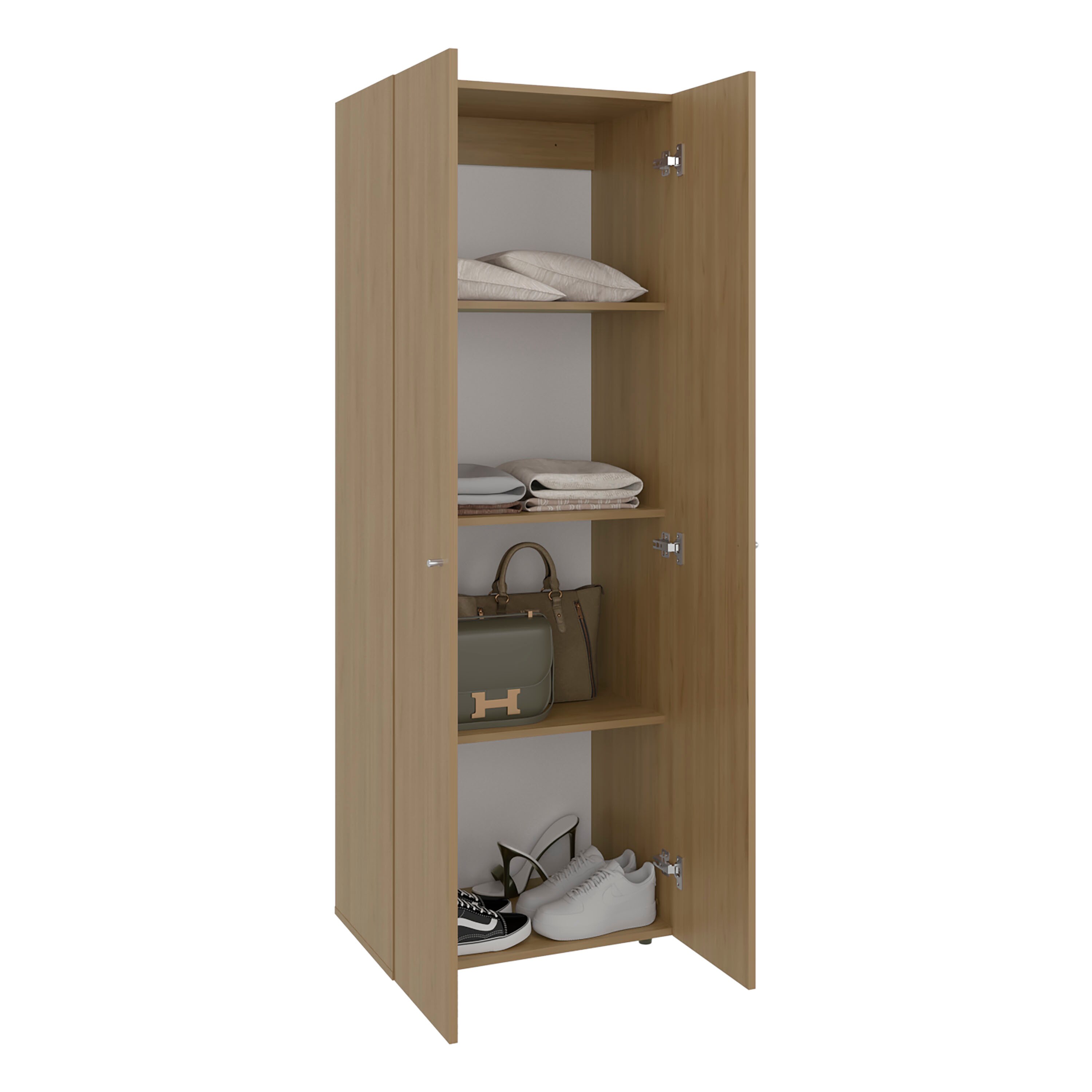 LOVMOR Natural Oak Home 2 Door Closet System 4 Fixed Shelves ...