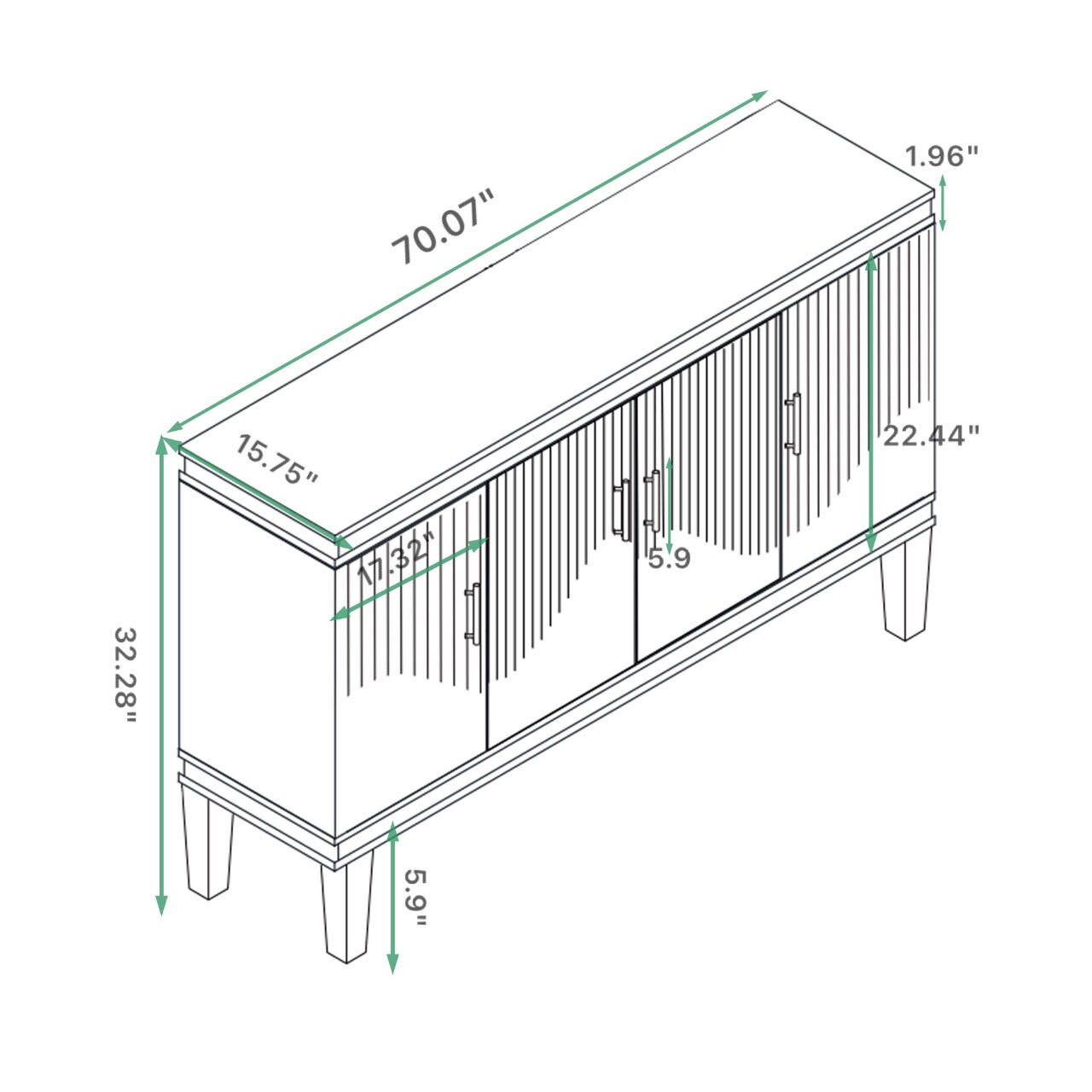LUXEYARD 70.07InchLarge Size 4 Door Cabinet Suitable For Living Room ...