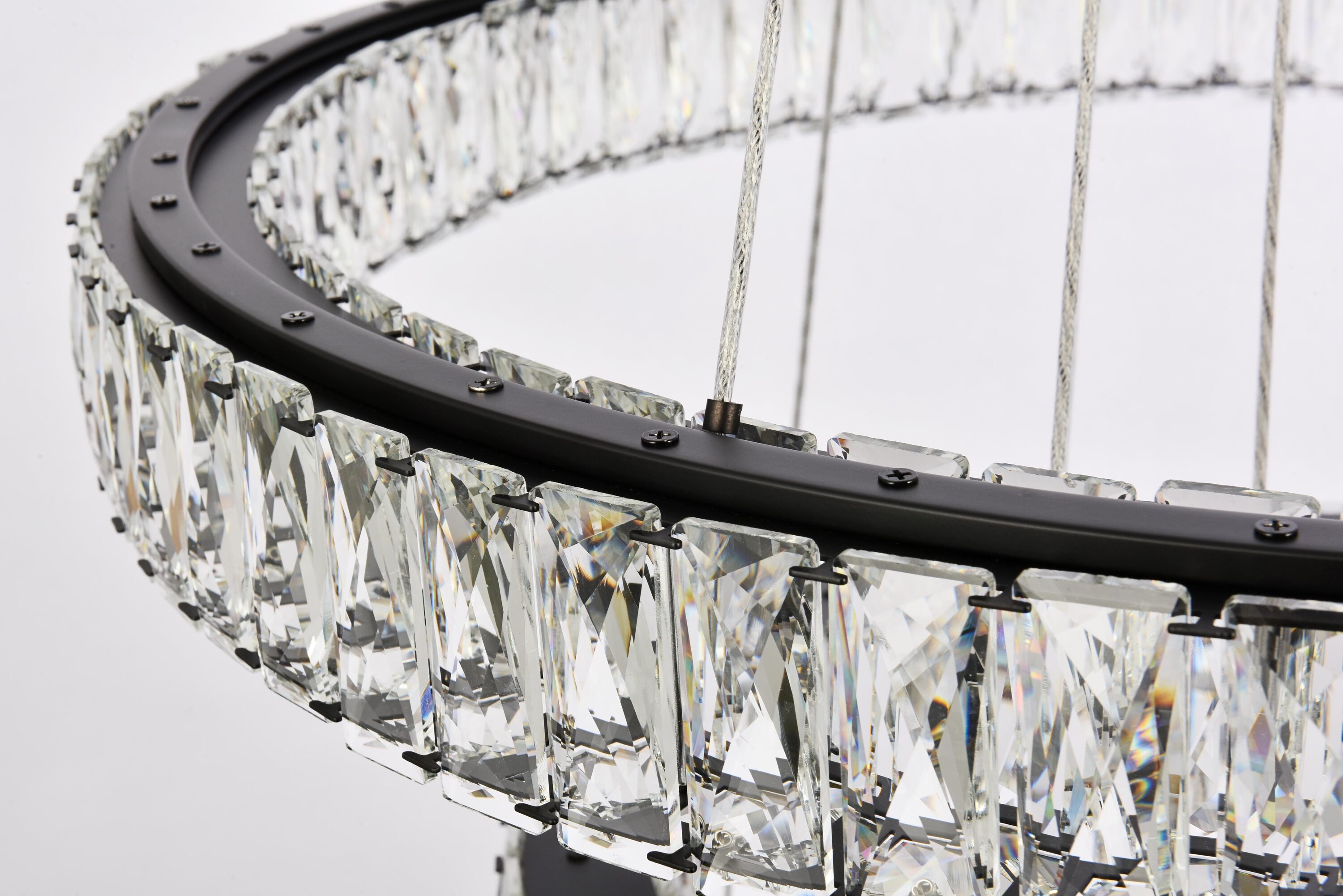 Elegant Decor Home Furnishing 4 -Light Black LED Crystal Metal ...