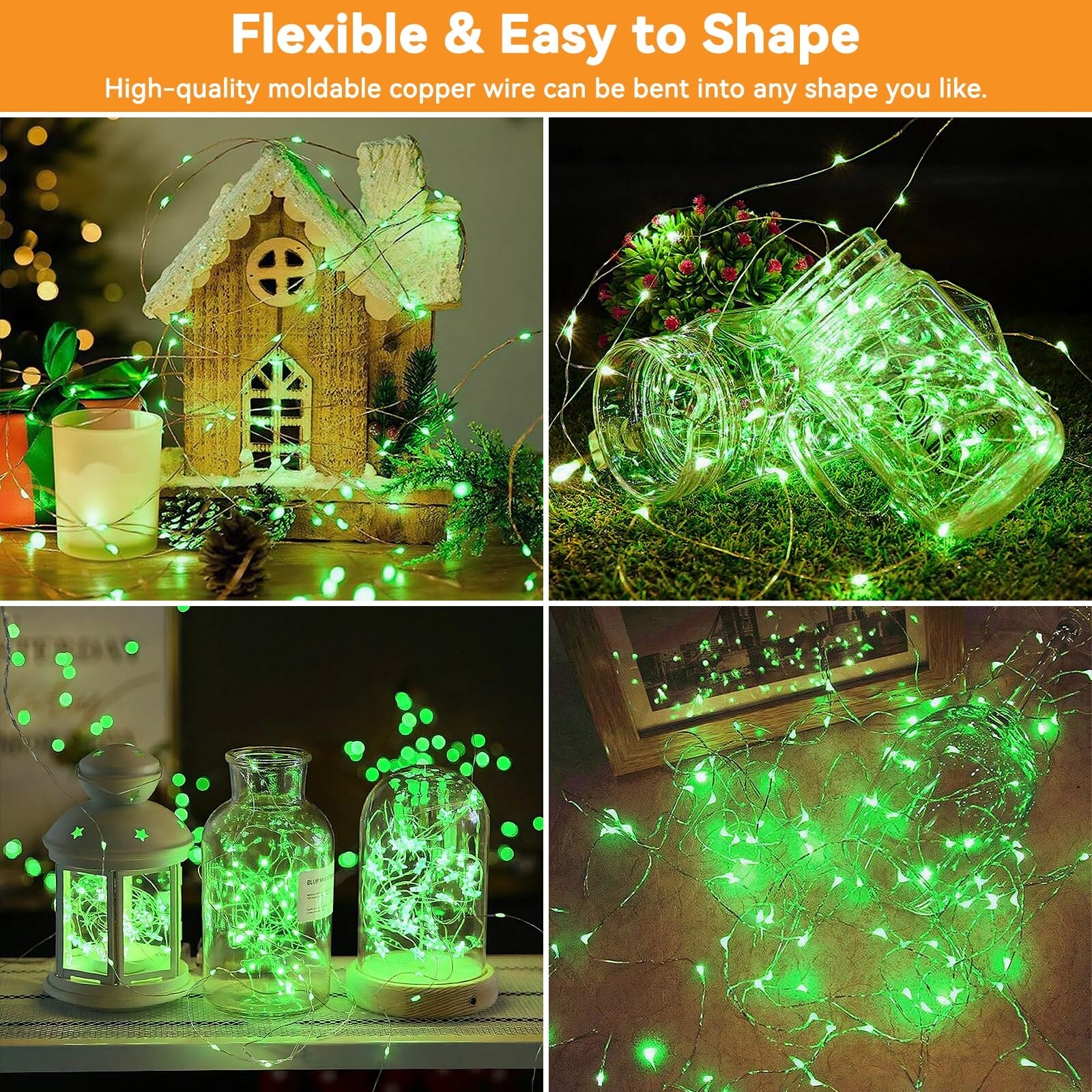 Oyezvary Solar String Lights Outdoor Waterproof 2 Pack 66ft 200 LED 8 ...