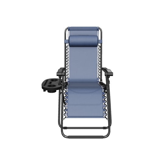 Clihome 2 Black Steel Frame Stationary Zero Gravity Chair with Blue ...