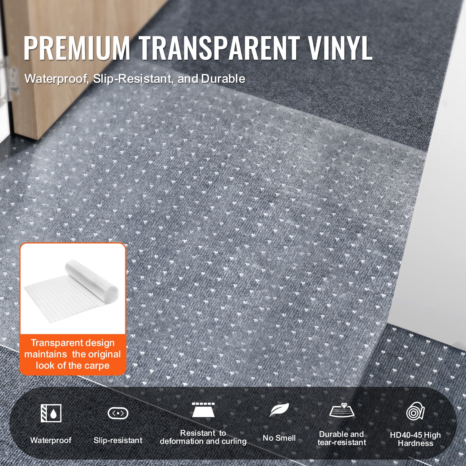 VEVOR Carpet Protector for Pets 24in x 6ft PVC Scratch Proof Cat Carpet ...