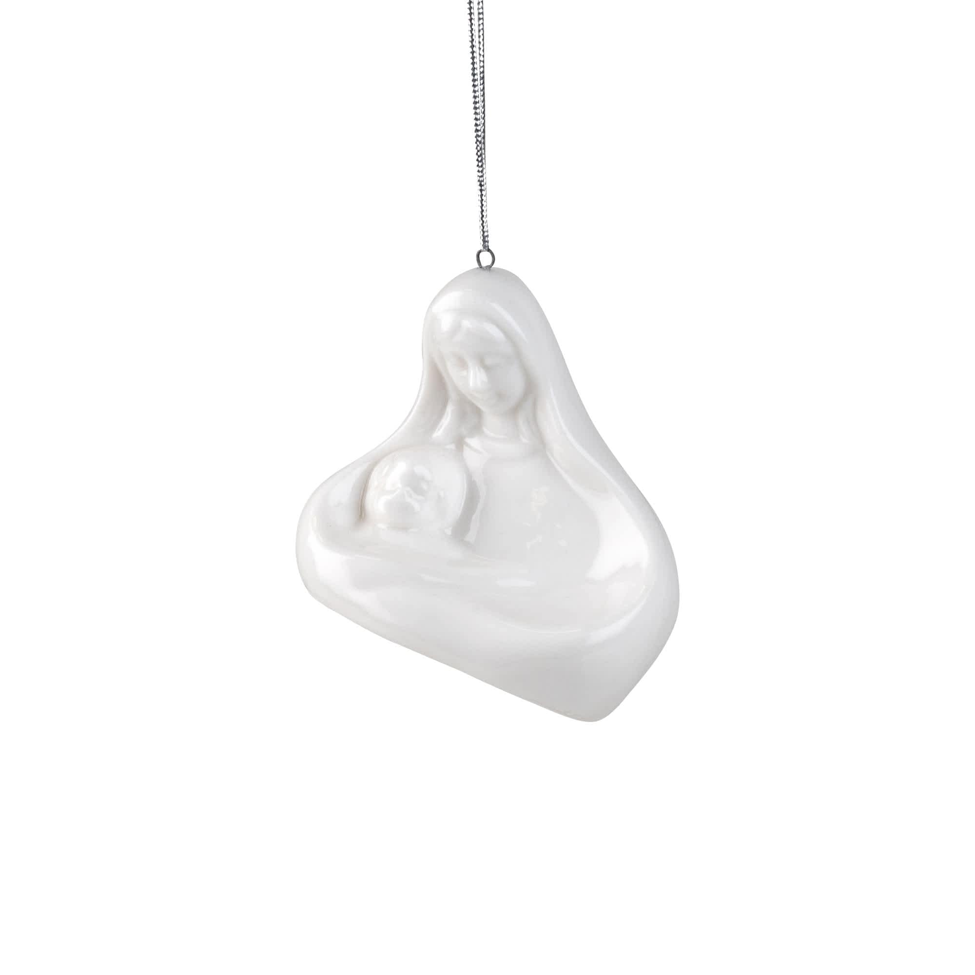 Roman Glossy Mary and Jesus Ceramic Christmas Ornament - 2.75 inch ...