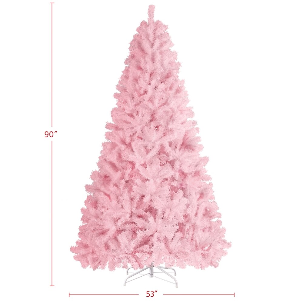 Yaheetech 7.5-ft H Hinged Pink Artificial Christmas Tree in the ...