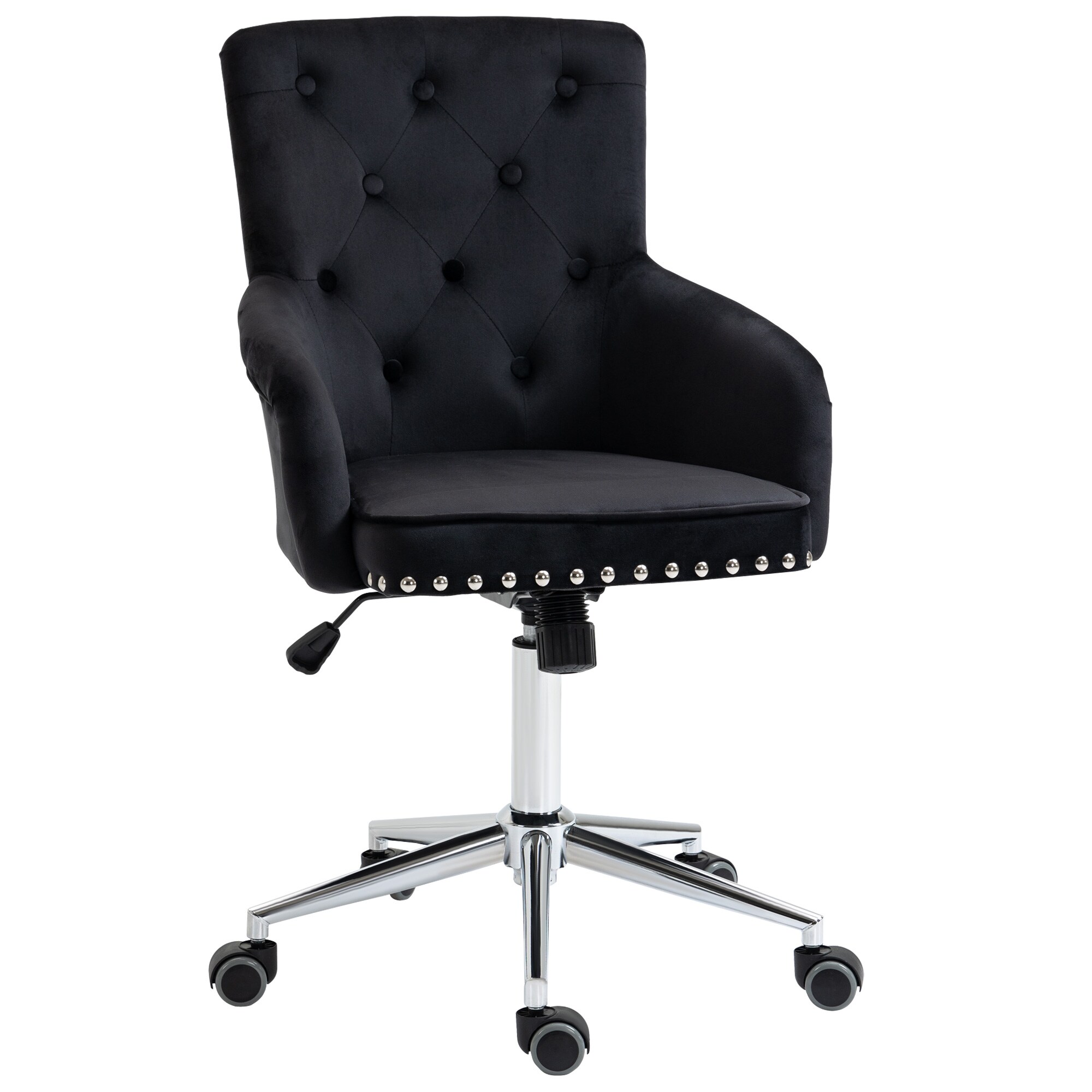 HomCom Modern Mid back Desk Chair with Button Tufted Velvet Back ...