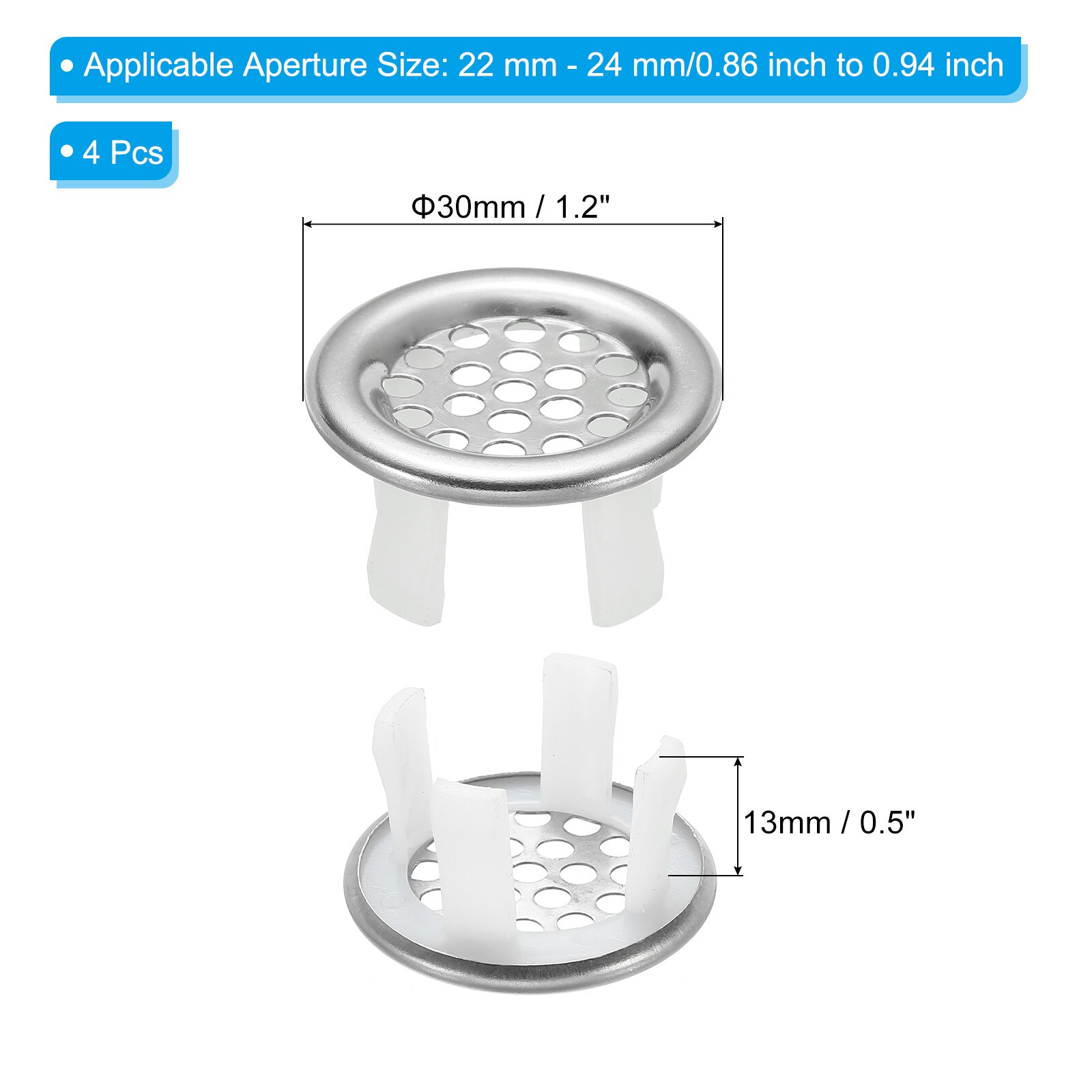 PATIKIL Sink Overflow Ring 4pcs Bathroom Kitchen Sink Basin Trim ...