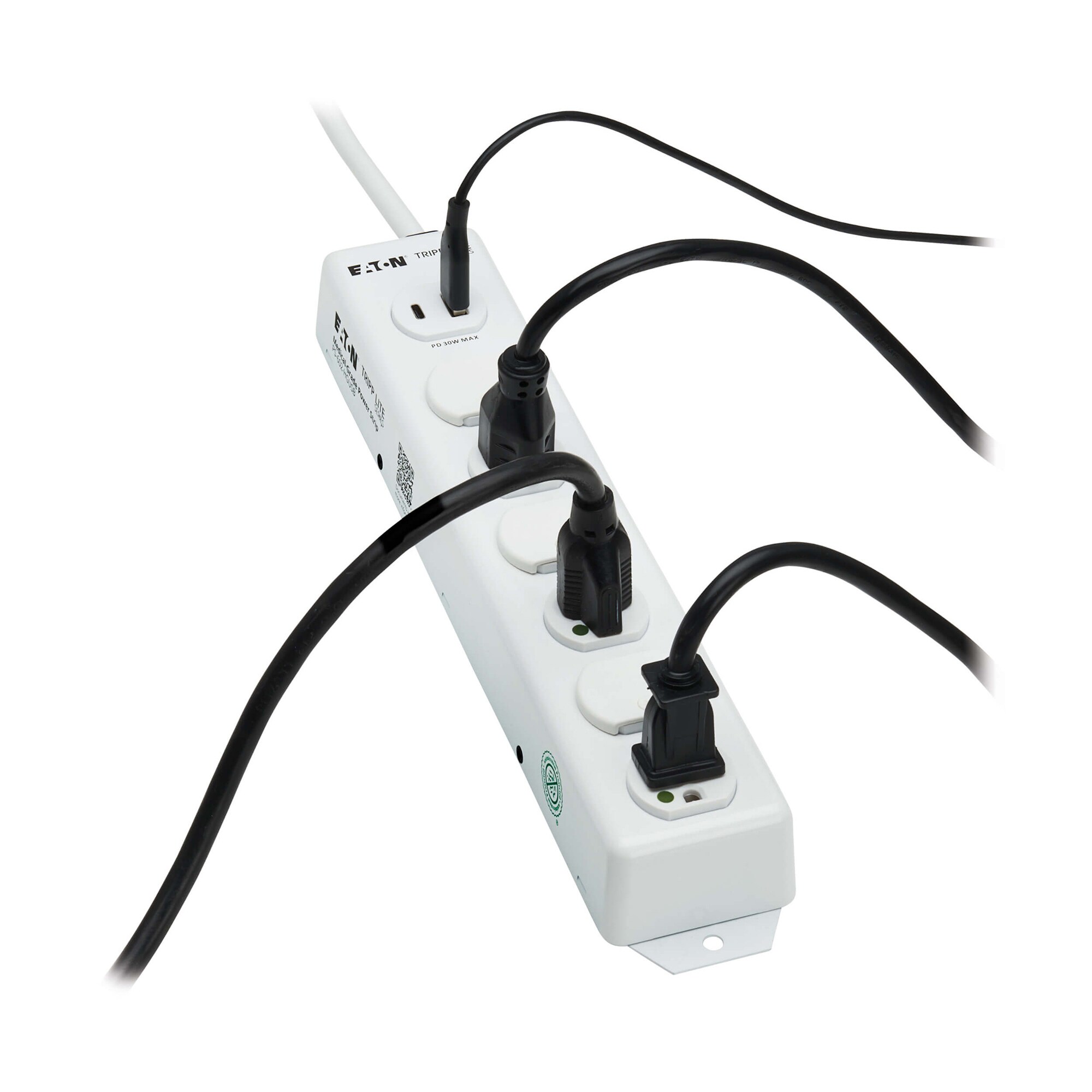 Tripp Lite 1-1/4-ft 6 -Outlet 2 -USB Ports Indoor White Power Strip in ...