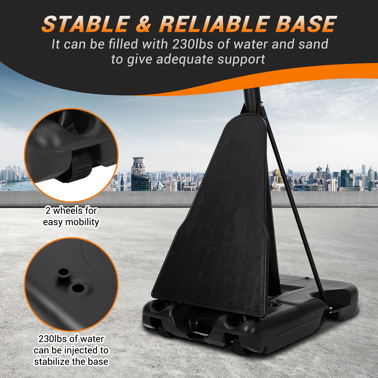 IdealHouse Basketball Hoop Outdoor 5.2-10 ft Portable 47 in ...