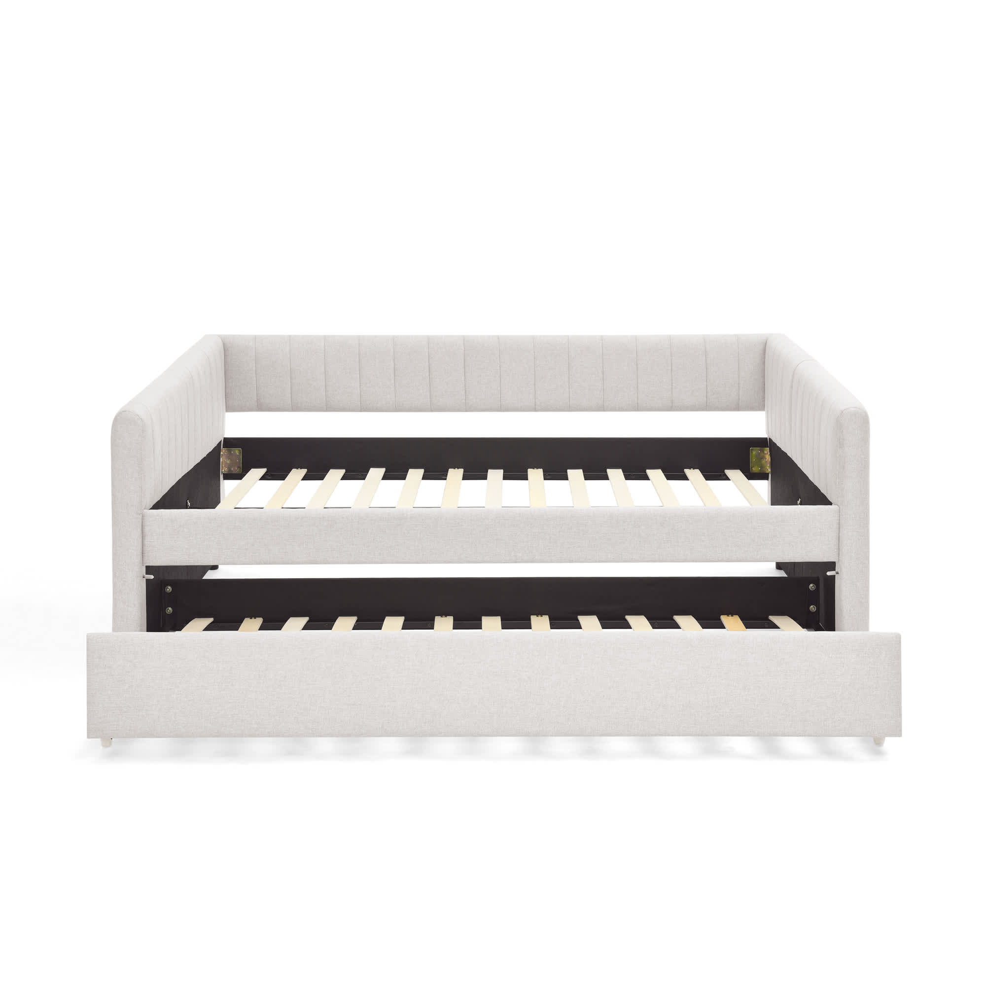 Vynxaria Full Size Upholstered Daybed with Trundle Vertical Stripes ...