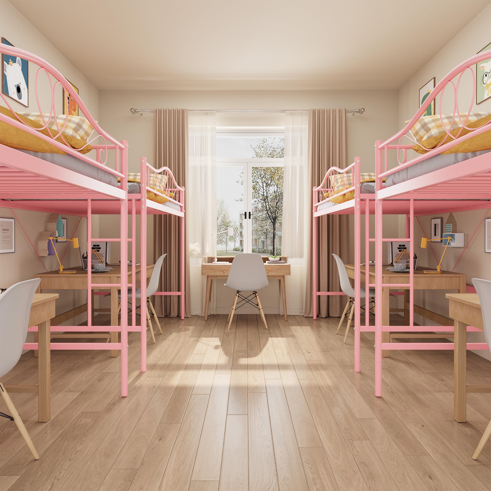 Garvee Bunk Bed Twin Over Twin with Ladder and Full Safety Guardrail ...