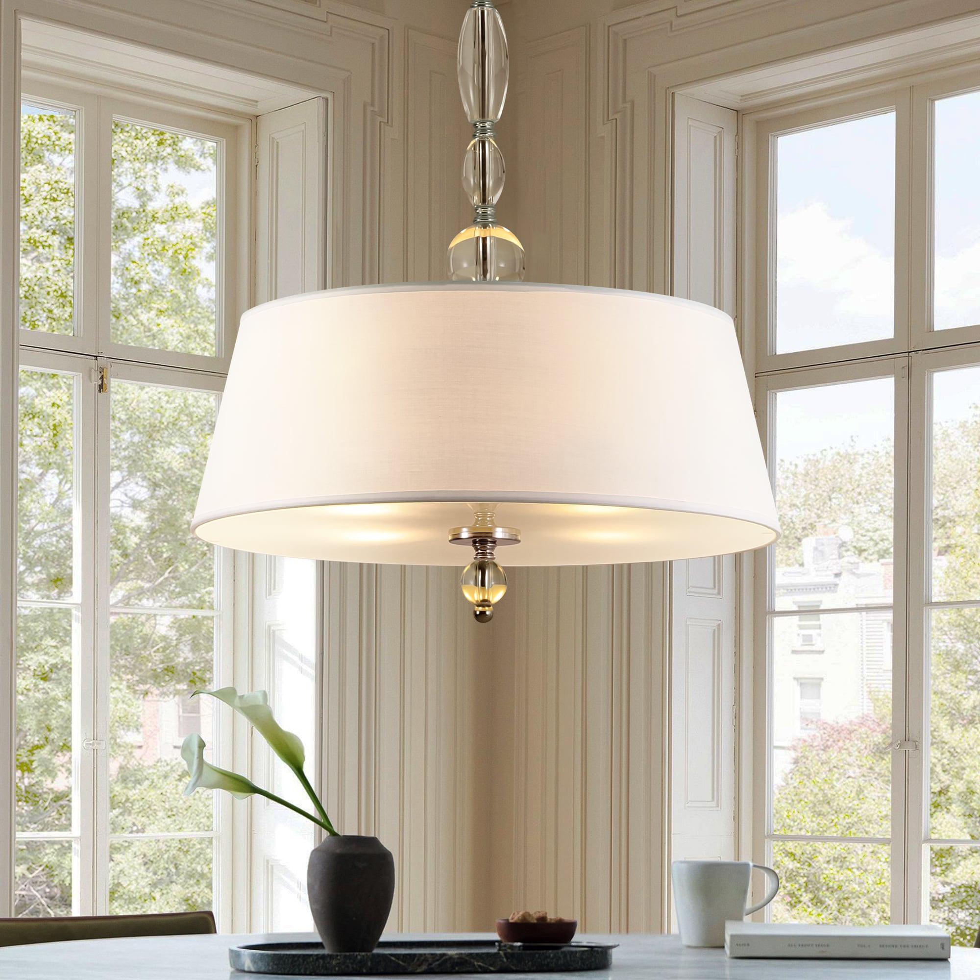 Y'INSP Bales 4 -Light Chrome Modern/contemporary Fabric Drum Small ...