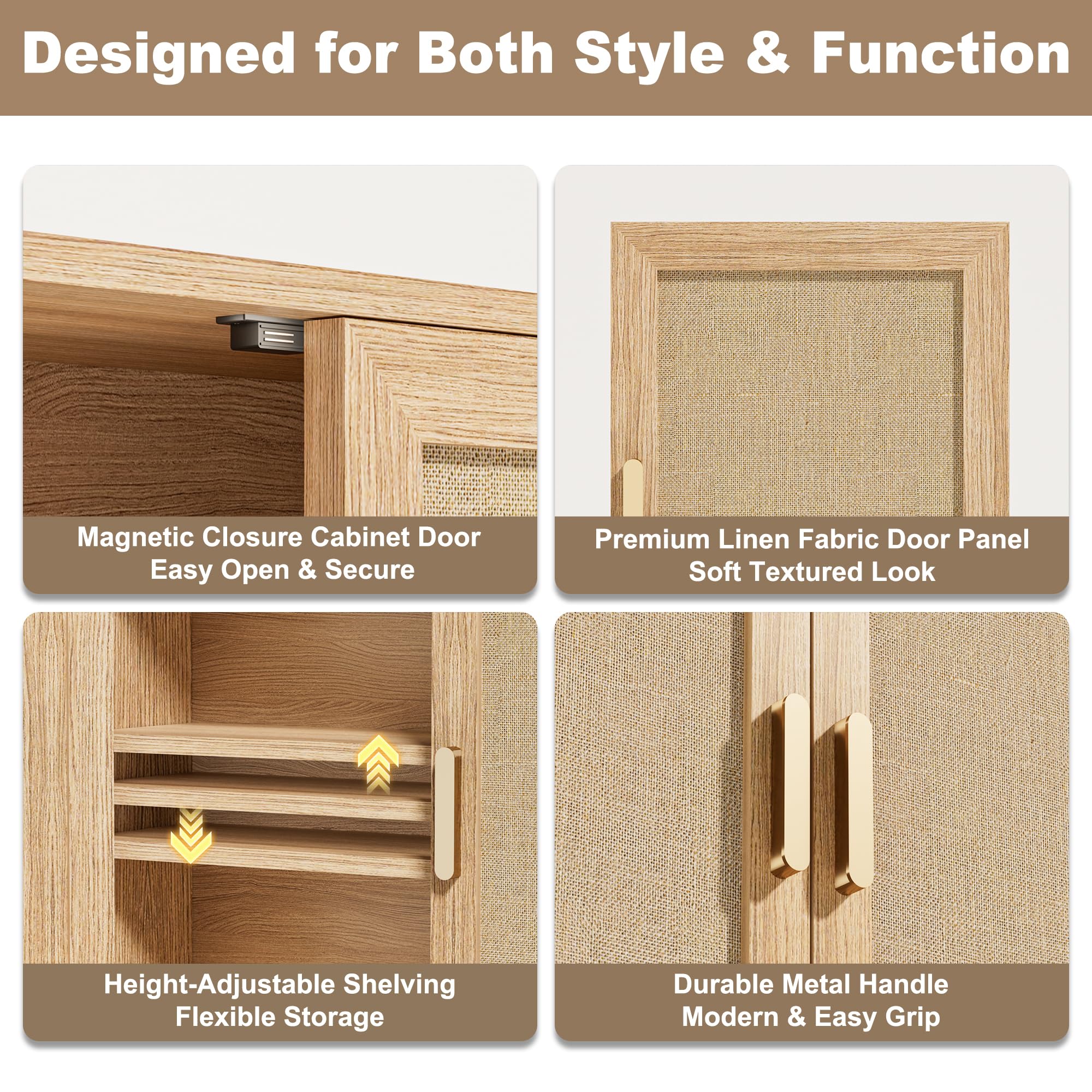 Lovav Rattan Wall Cabinet Adjustable Shelf Over Toilet Storage Laundry ...