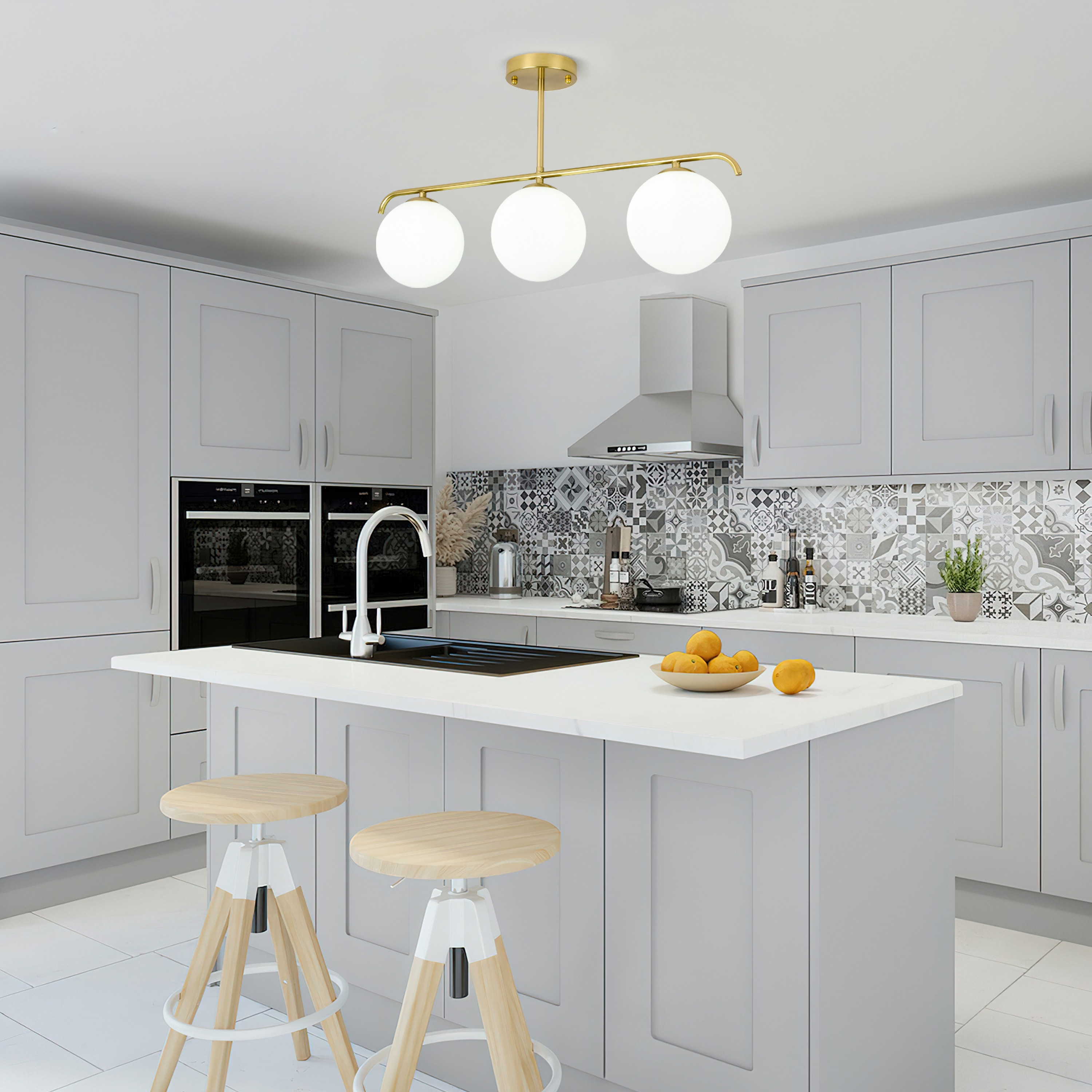 GoYeel 3-Light 25.98-in Gold Led, Semi mount light ZC028 at Lowes.com