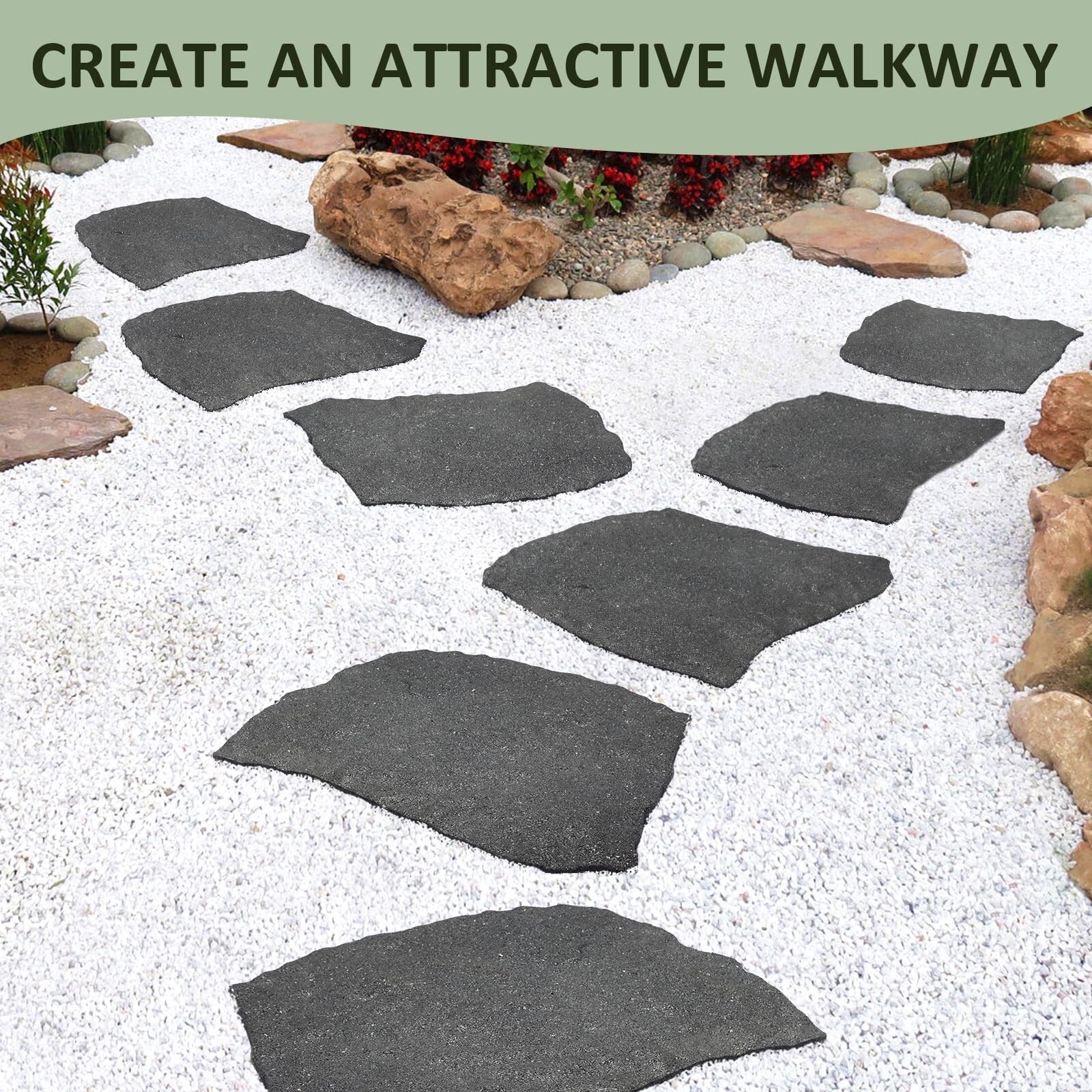 Adrinfly 3 Pack Rubber Stepping Stones Lightweight Weather Resistant ...