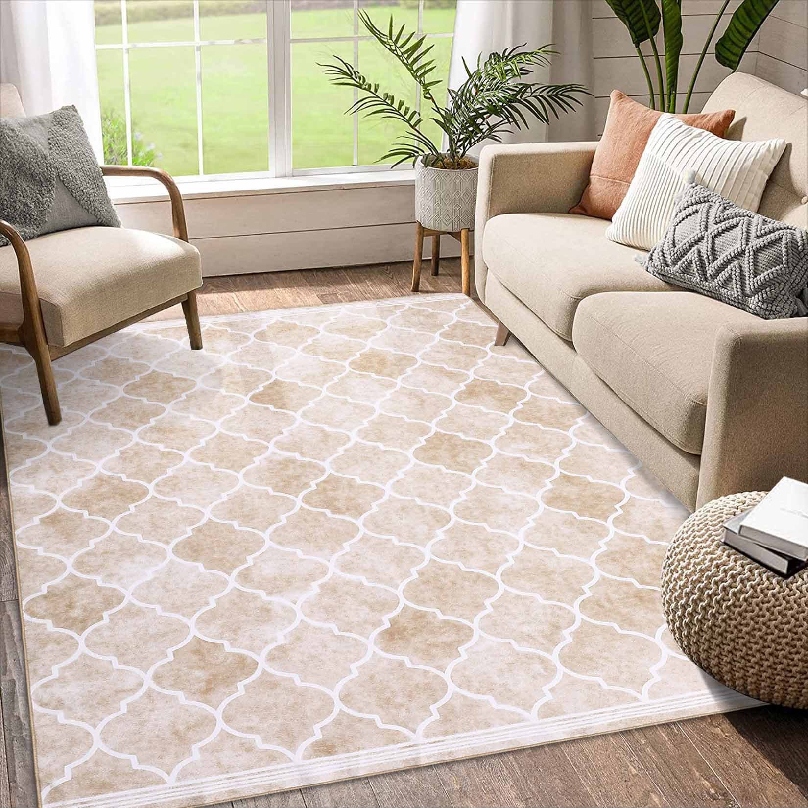 Garvee 8 x 10 (ft) Loomed Polyester Brown Rectangular Indoor/Outdoor ...