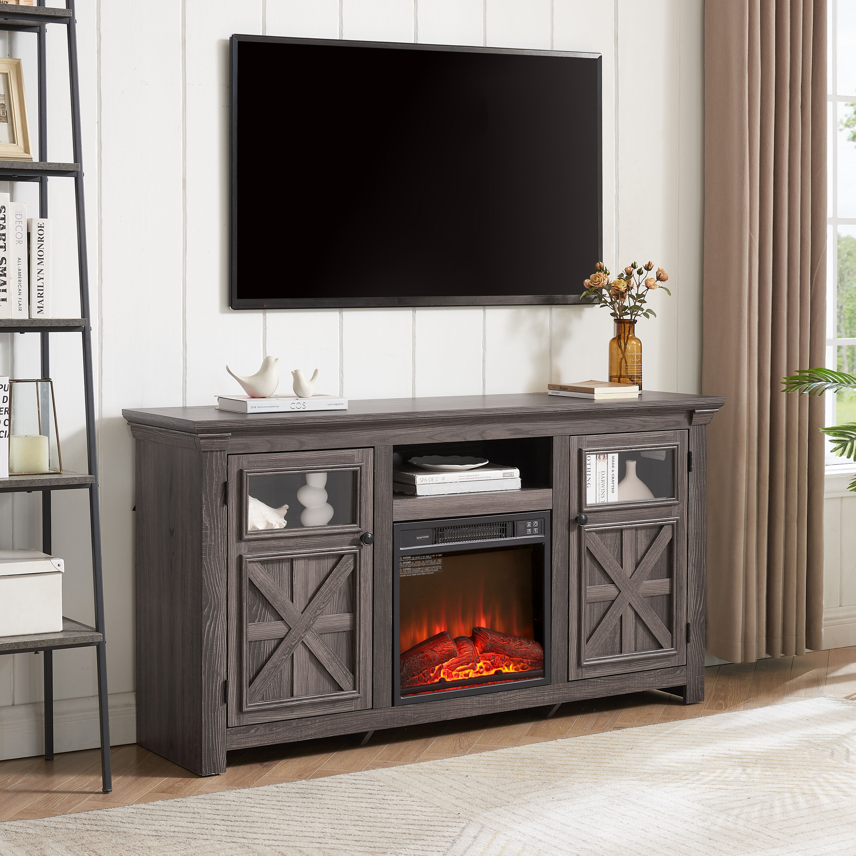 Huluwat 2 Doors Cabinet Farmhouse Cabinet Farmhouse TV Stand Barn ...