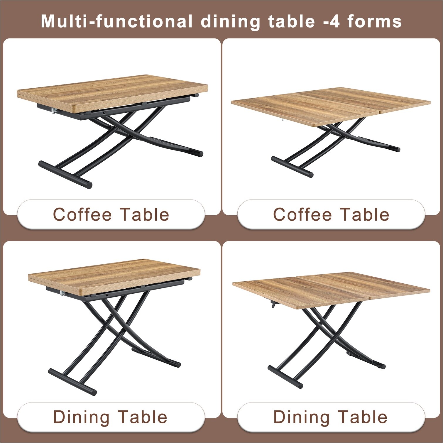 Naturefalls Natural Wood Veneer Adjustable-Height Lift Table with Sleek ...
