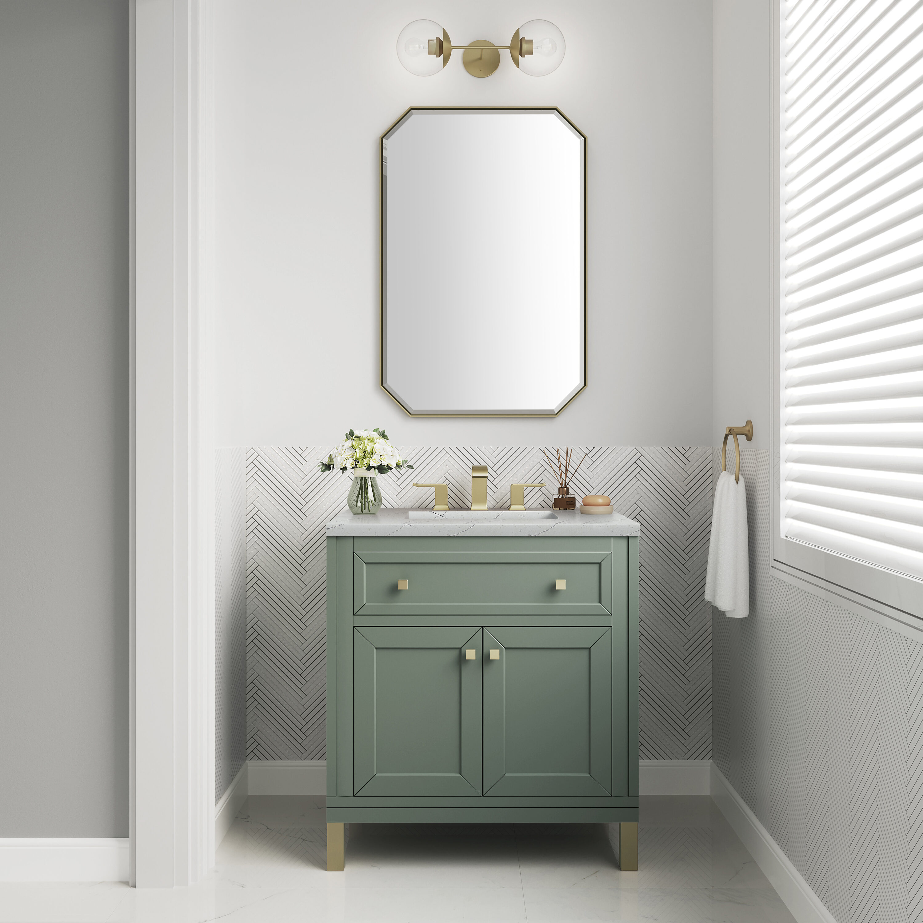 James Martin Vanities Chicago 30-in Smokey Celadon Undermount Single ...
