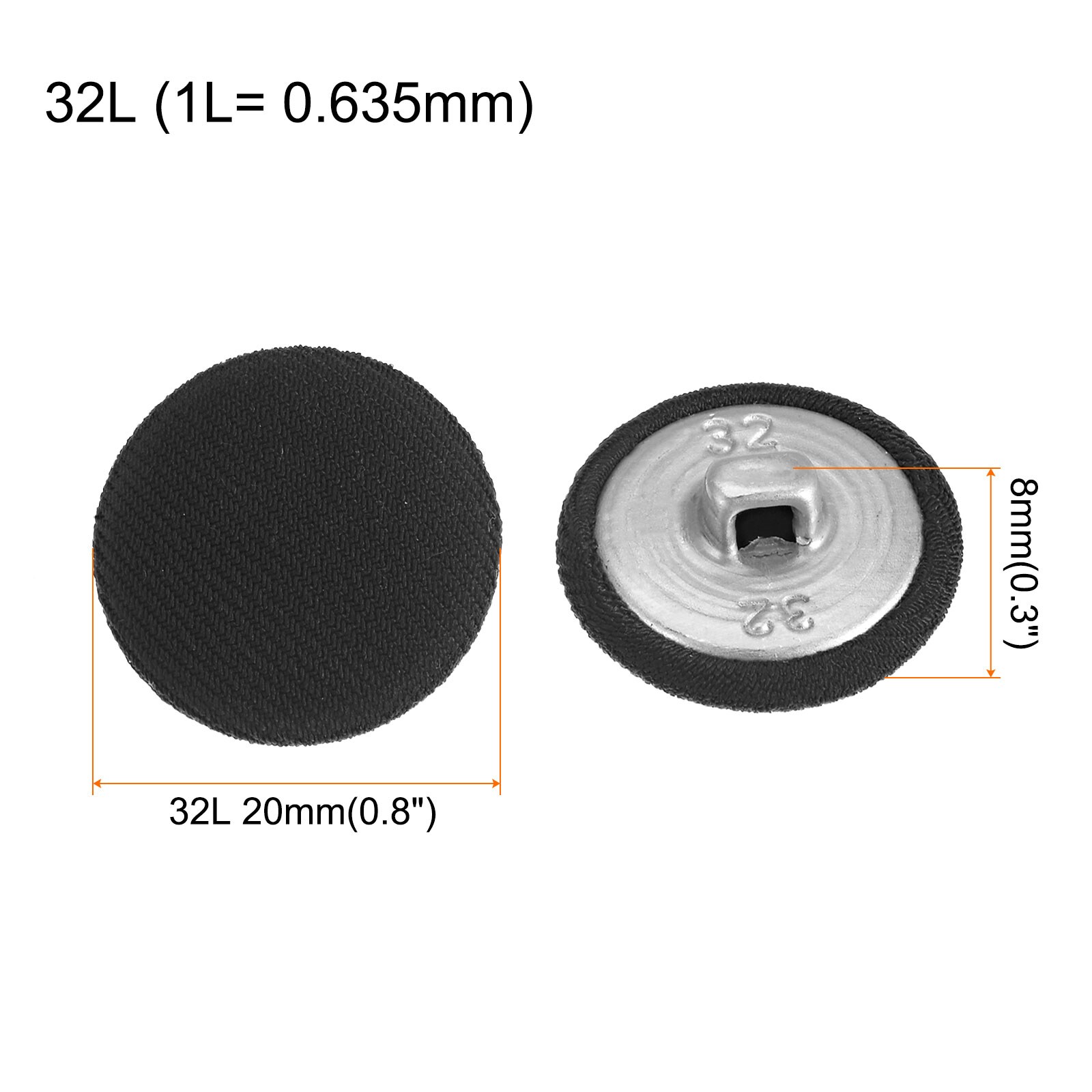 Harfington 10pcs 32L Fabric Cloth Covered Button 20mm Metal Shank Round ...