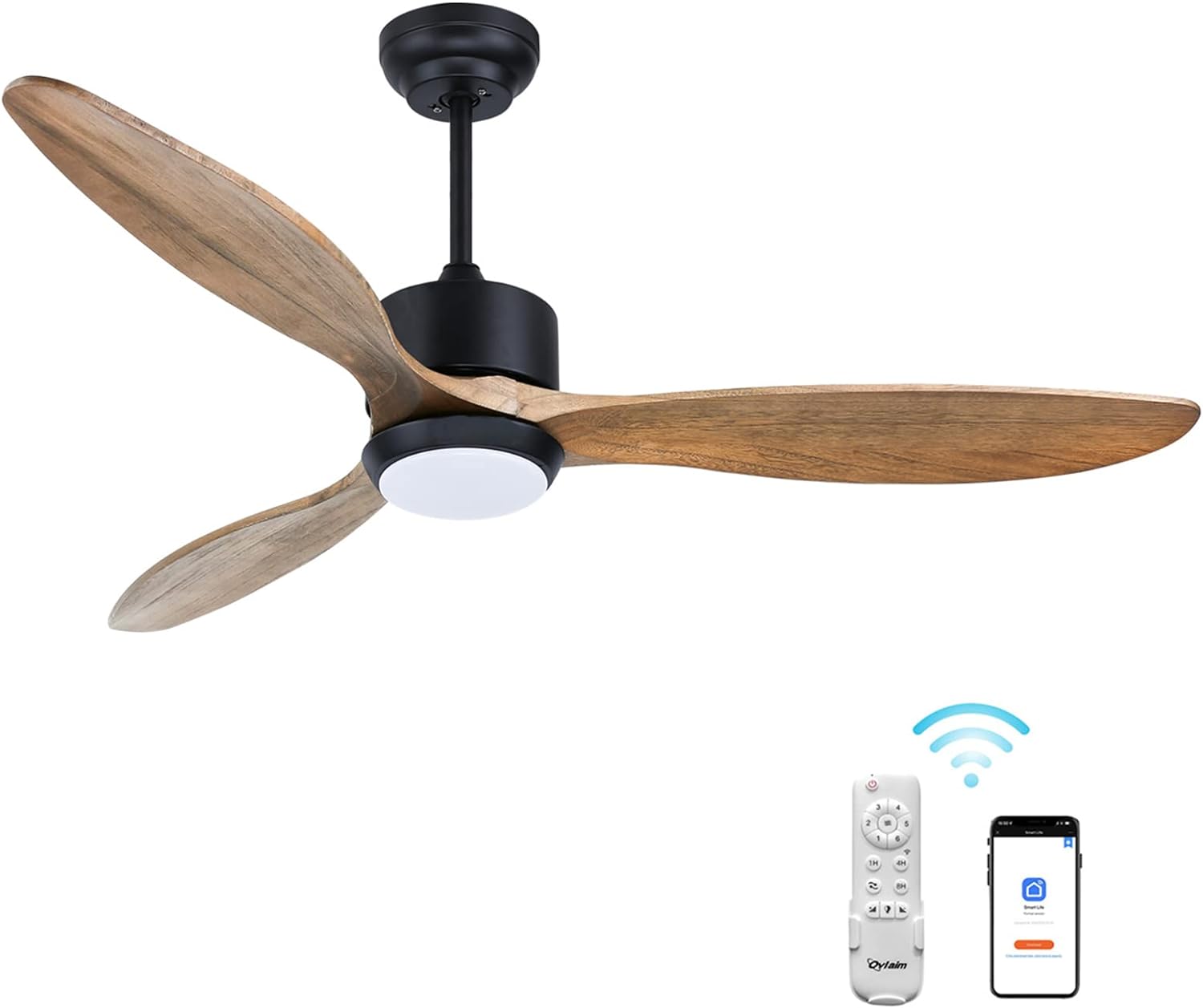 Yardreeze 52-in Black with Solid Wood Blades Color-changing Indoor ...