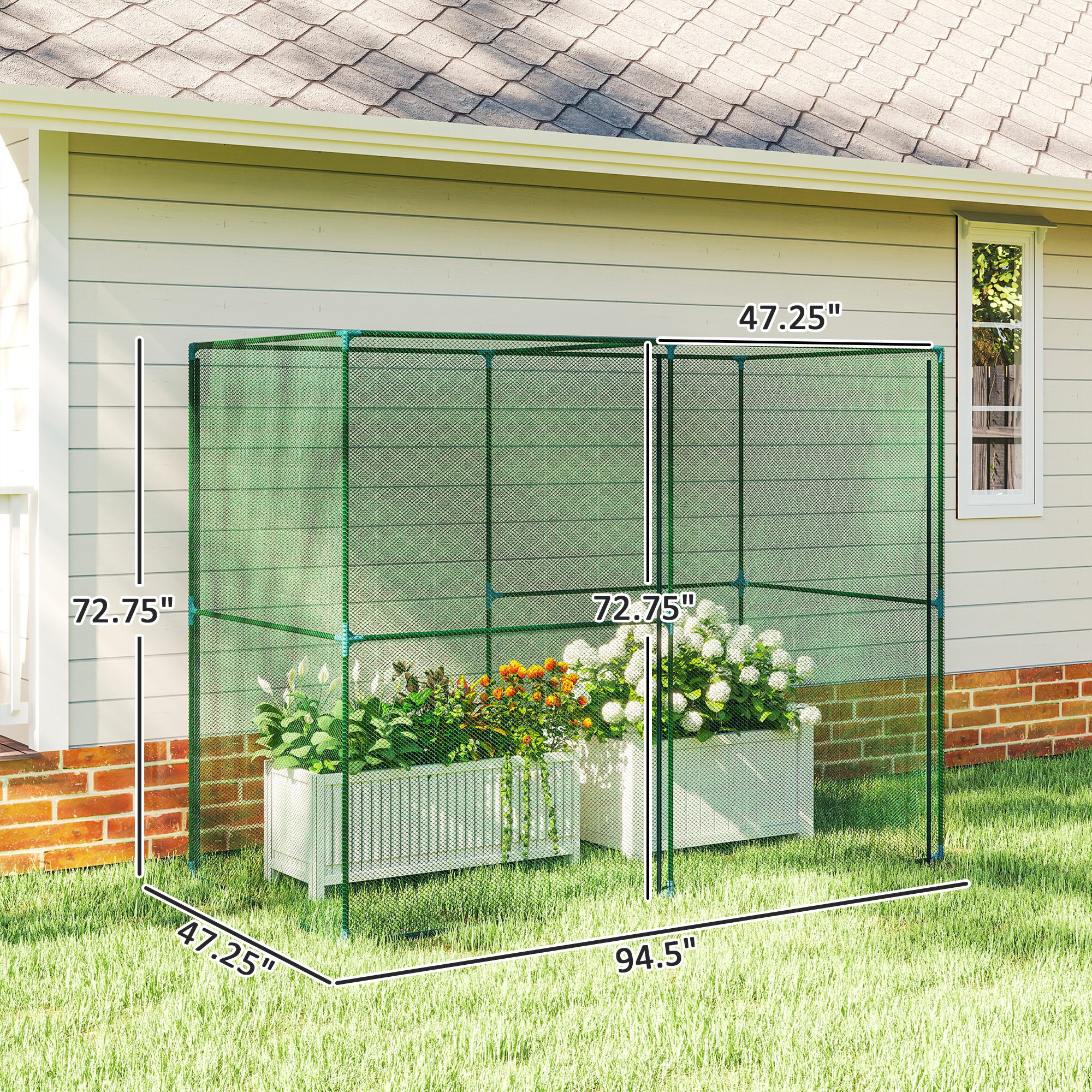 Outsunny 8ft x 4ft x 6ft Crop Cage Plant Protection Tent with Zippered ...