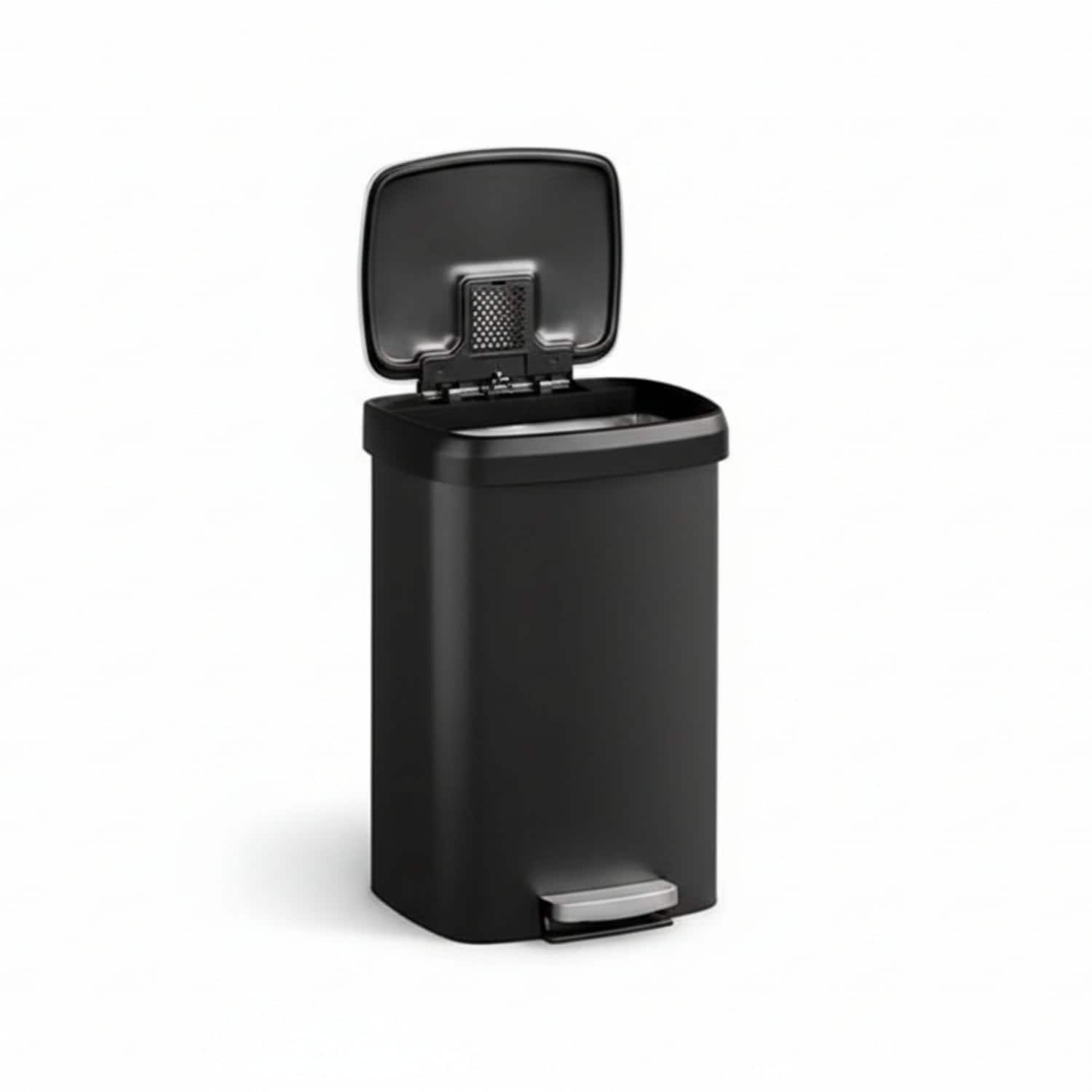 GAOMON 50L Plastic Trash Can with Soft Close Lid and Liner Rim - Black ...