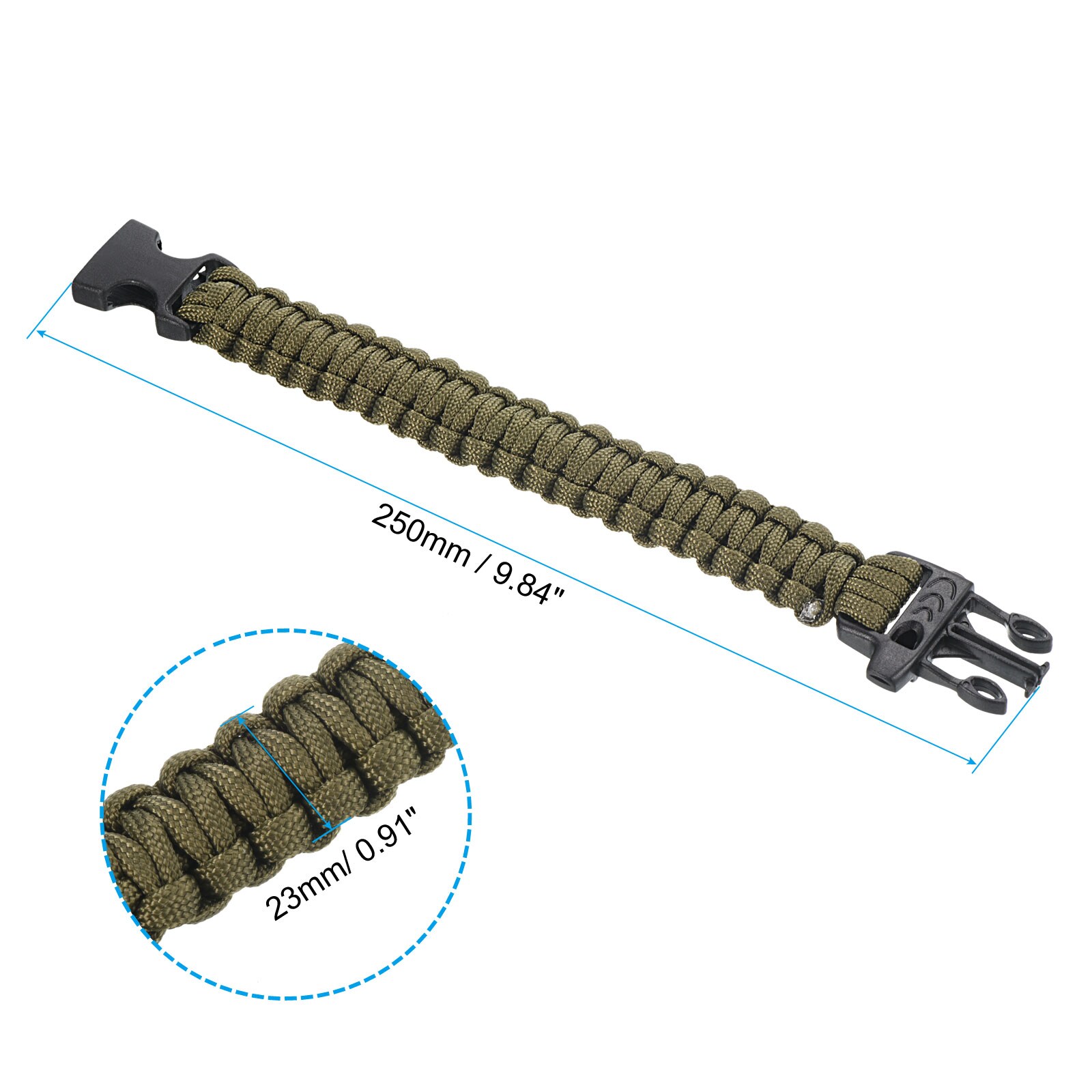 PATIKIL Survival Paracord Bracelets Braided Bracelet with Plastic ...