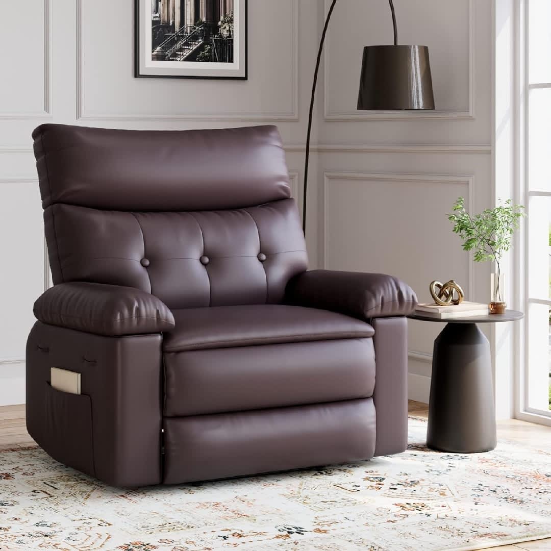 WhizMax 360 Swivel Rocker Recliner Chair Oversized Wide PU Leather ...