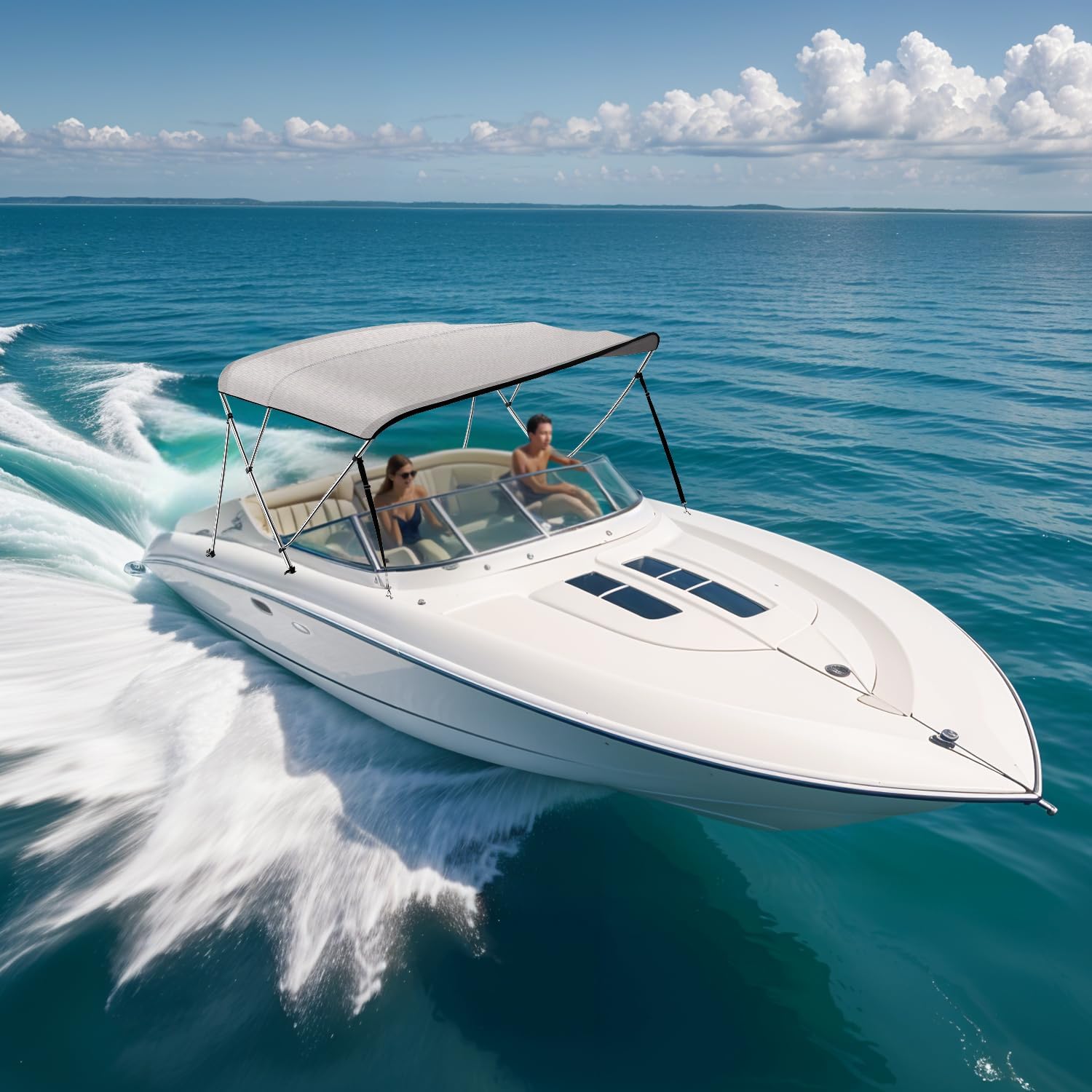 Seal Skin Covers 3 Bow 6' L 67"-72" Gray Polyester Bimini Top in the ...