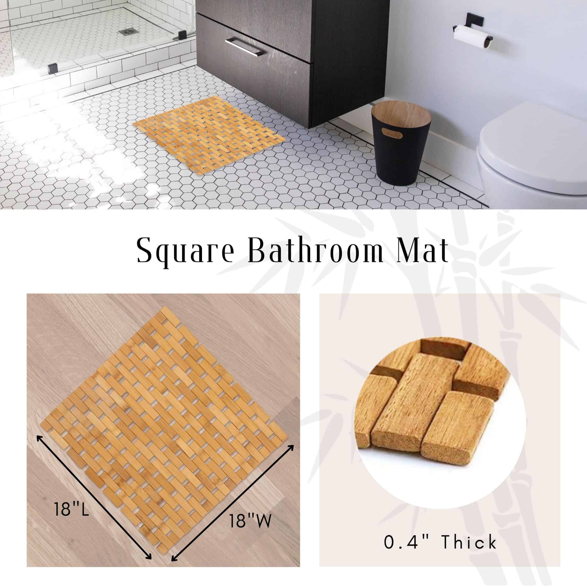 EVIDECO FRENCH HOME GOODS 18 x 18-in Square Natural Bamboo Bathroom Mat ...