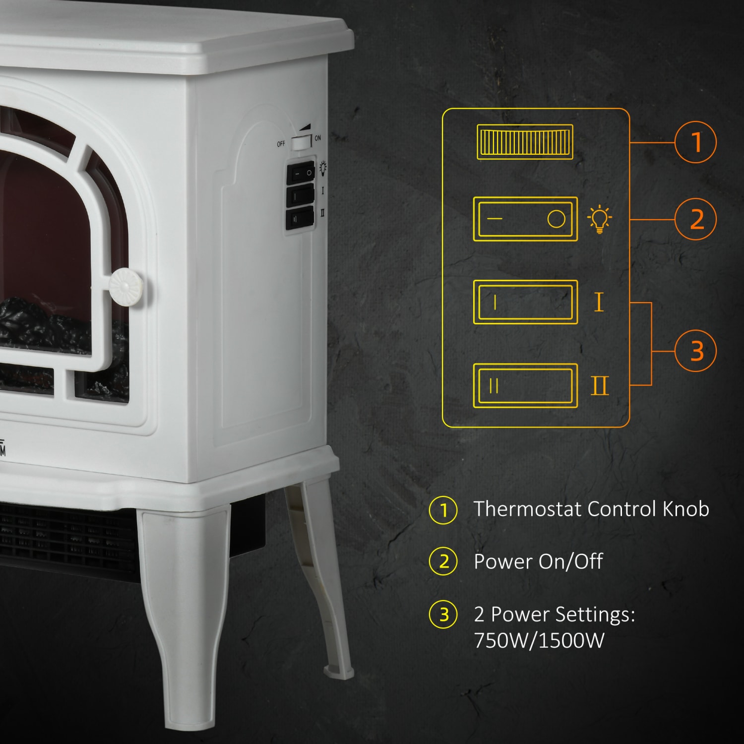 Wooakway 18- in White Small Electric Fireplace Freestanding Electric ...