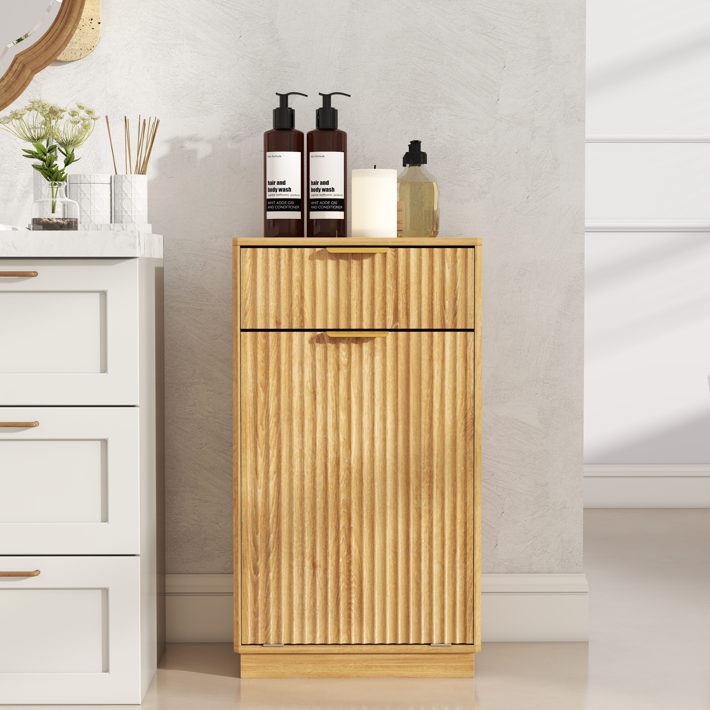 Woodgrain Tilt-Out Trash Can Cabinet Cleaning Supplies at Lowes.com