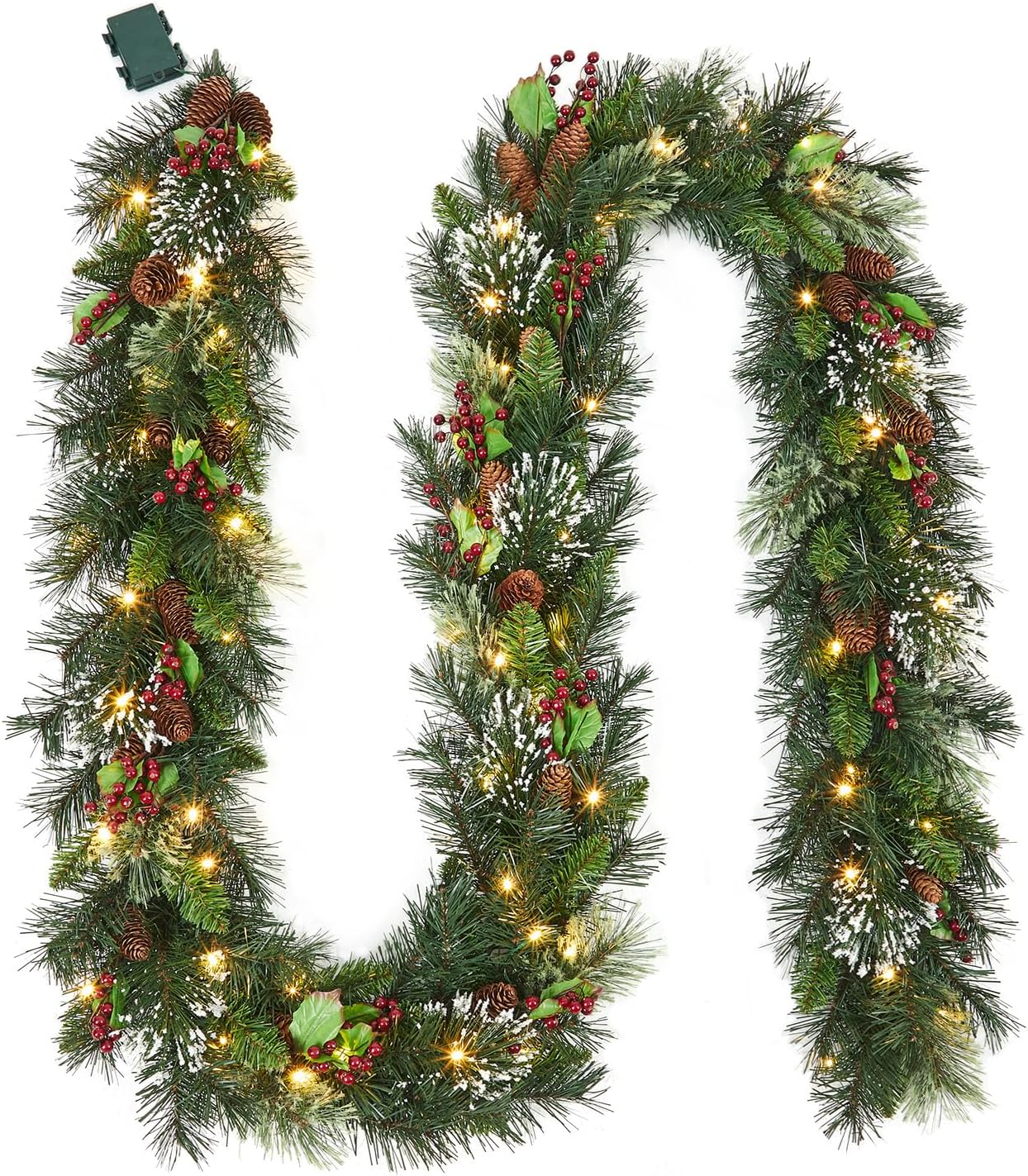 Der Rose Pre-Lit 9 ft/ 108 in Christmas Garland with LED Lights ...